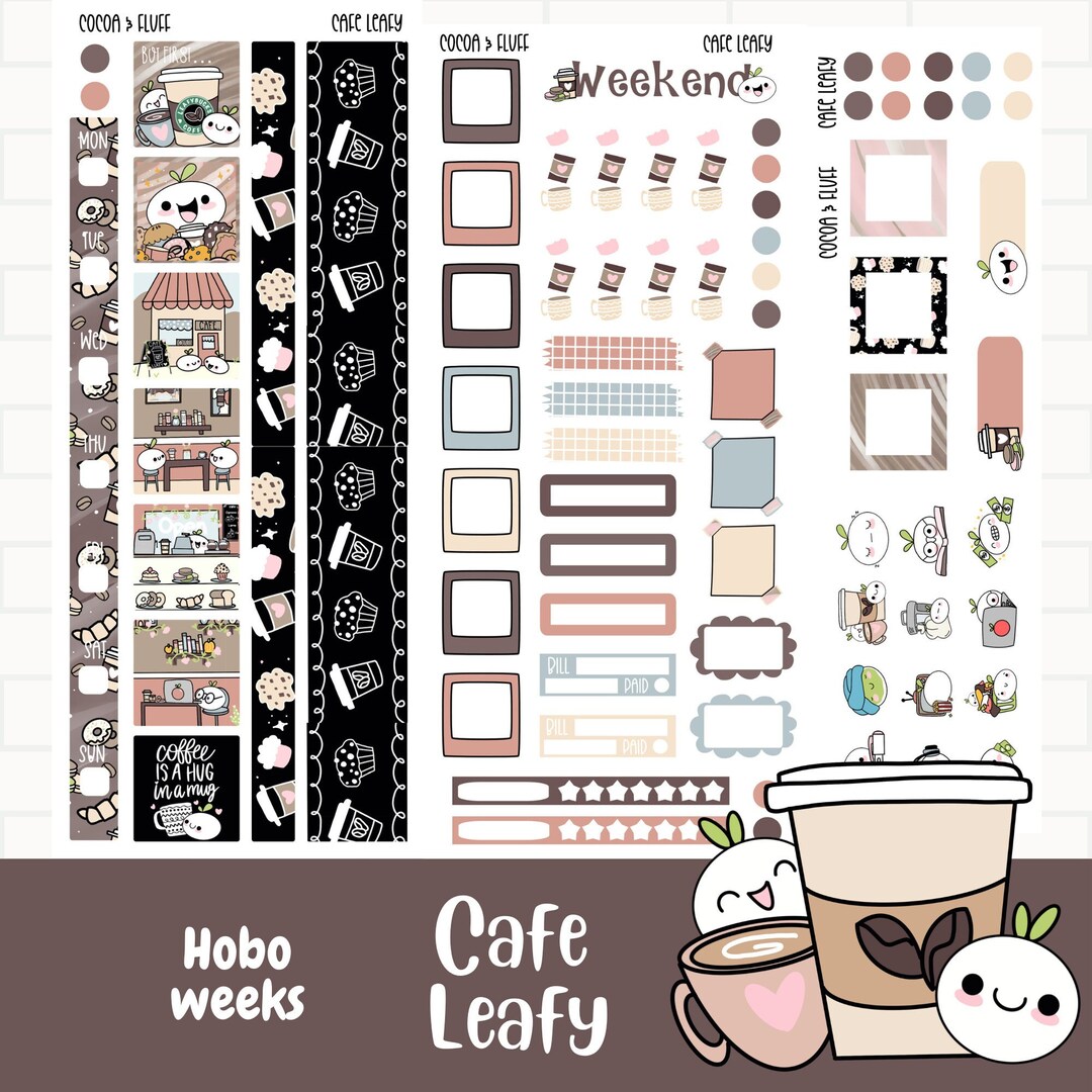 Cafe Leafy Hobonichi Weeks Planner Stickers, Weekly Sticker Kit, Coffee ...