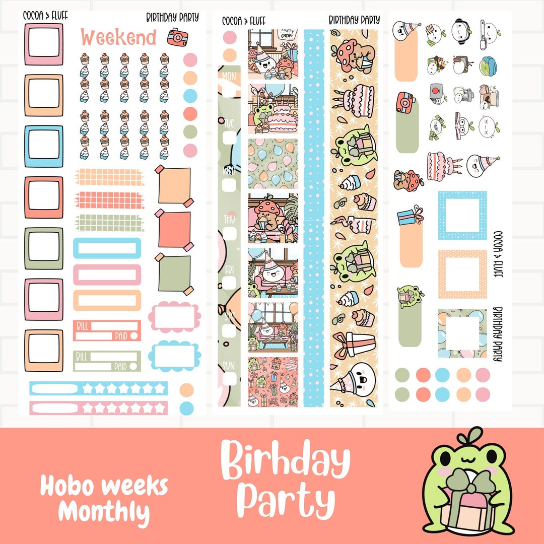 Birthday Party Hobonichi Weeks Planner Stickers, Weekly Sticker Kit ...
