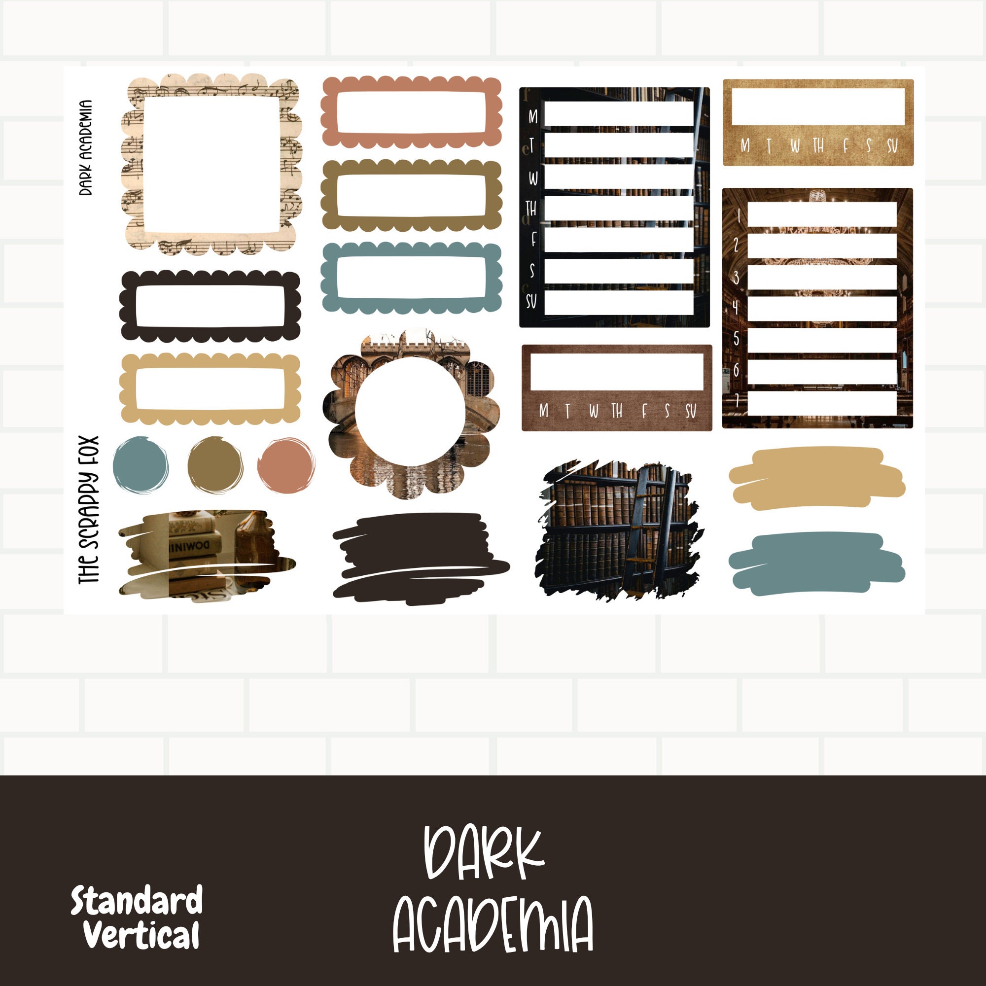 Dark Academia Planner Stickers Planner Sticker Kit Book - Etsy