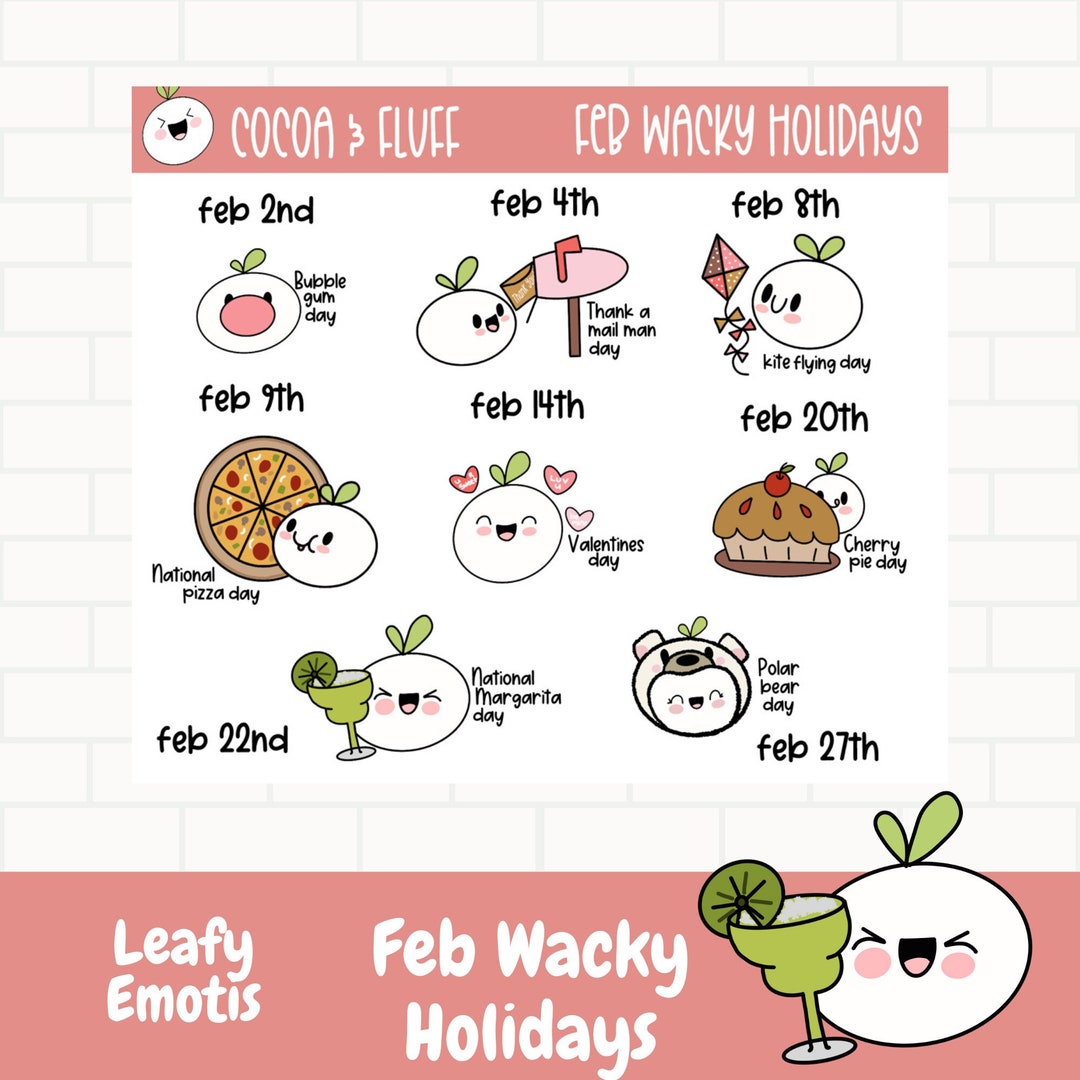 Wack Holidays Leafy Planner Icons, Hand Drawn Stickers, Leafy Planner ...