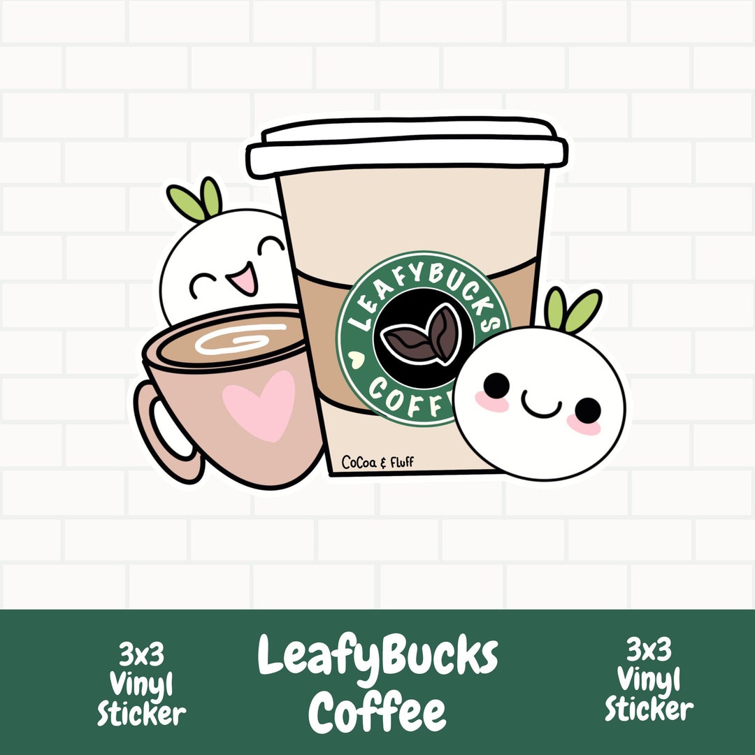Cafe Leafy Vinyl Sticker, Hand Drawn, Leafy and Friends, Vinyl Stickers ...
