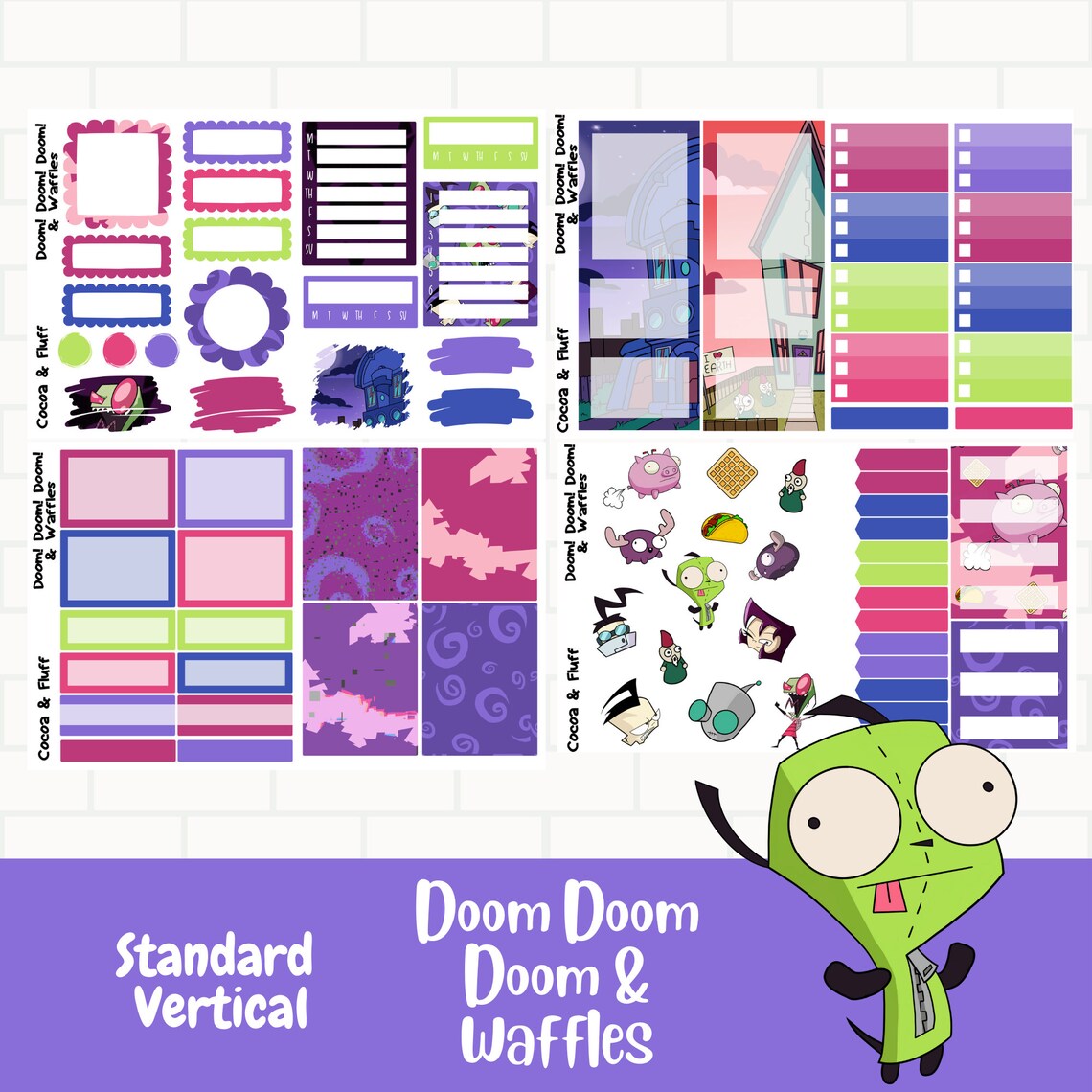 Doom Doom Doom & Waffles Planner Stickers, Planner Sticker Kit, Planner ...