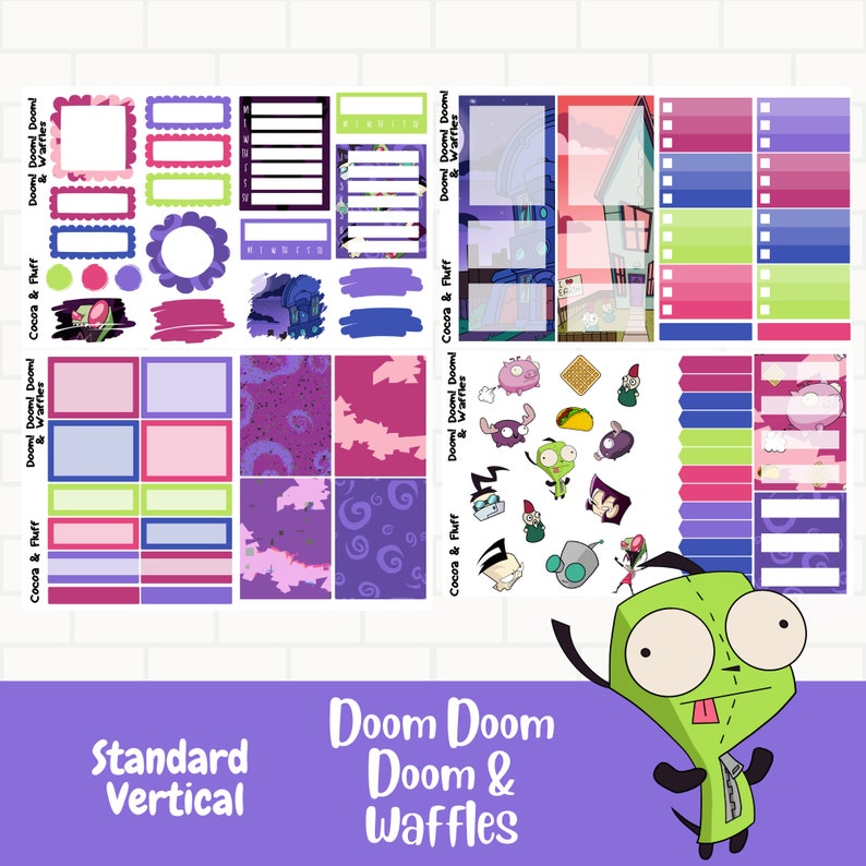 Doom Doom Doom & Waffles Planner Stickers, Planner Sticker Kit, Planner ...
