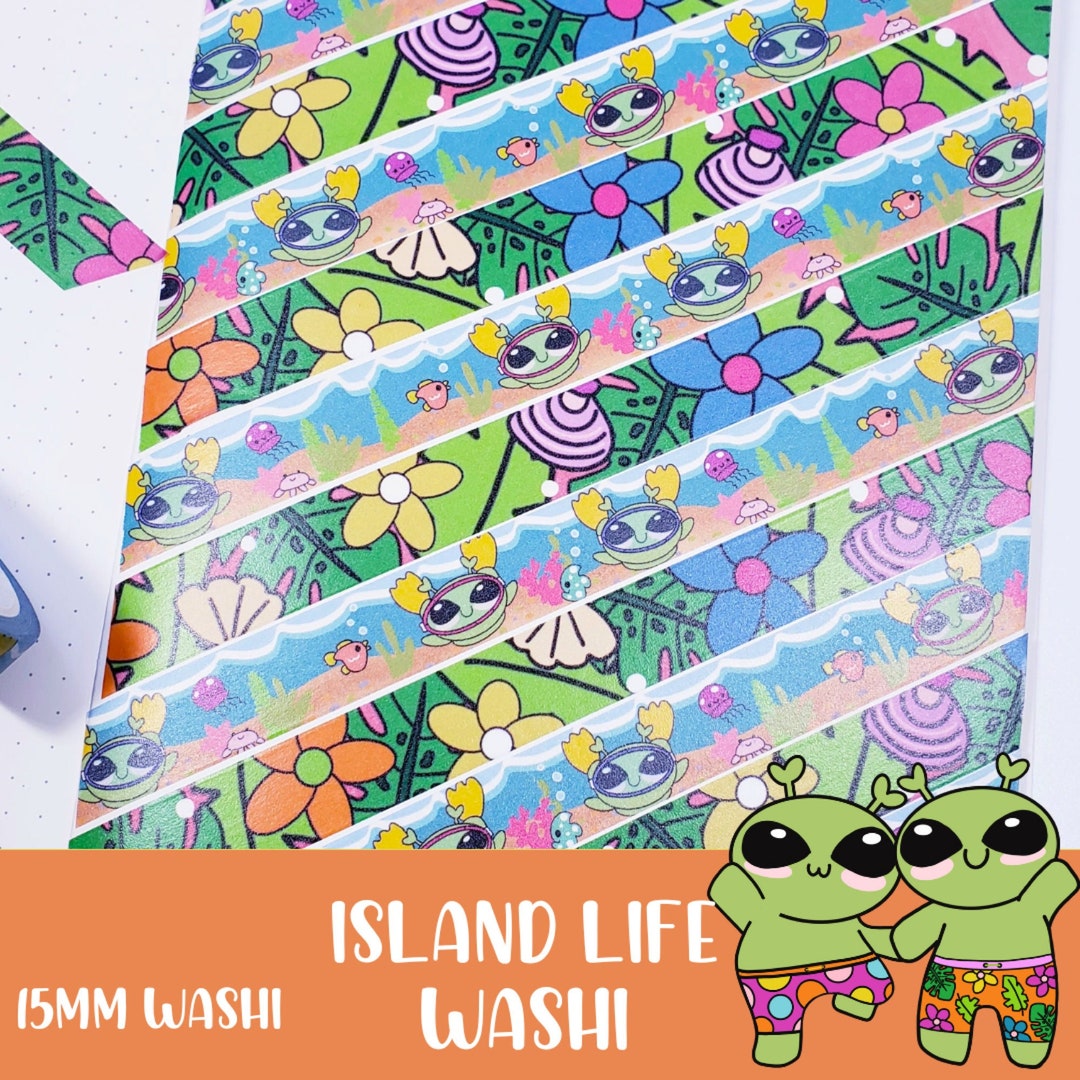 Island Life Pattern Washi Tape / Scuba Diving / Floral Washi for ...