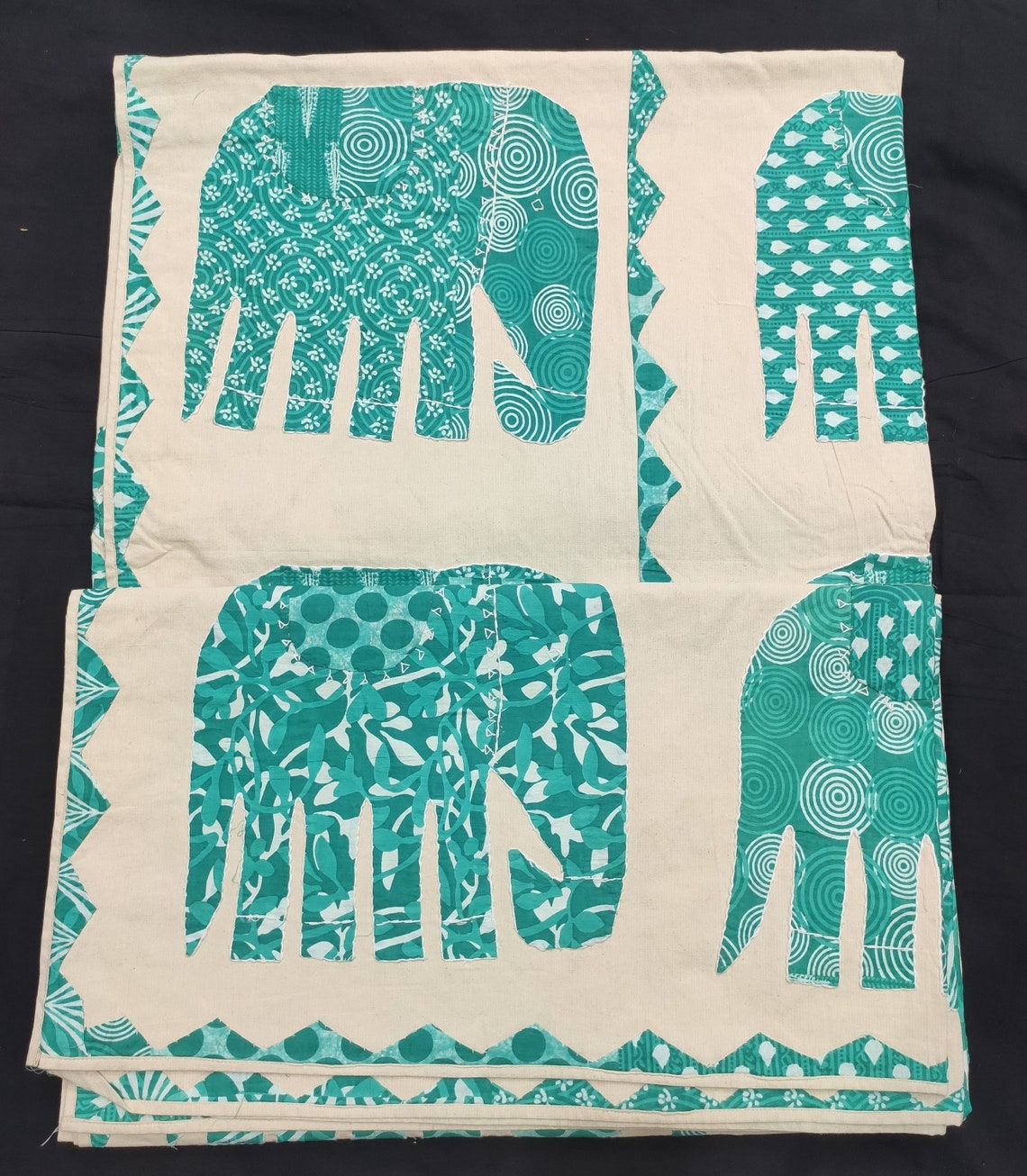 Indian Elephant Patchwork Bedcover Cotton Throw Green Elephant - Etsy Indian Elephant Patchwork Bedcover Cotton Throw Green Elephant - Etsy