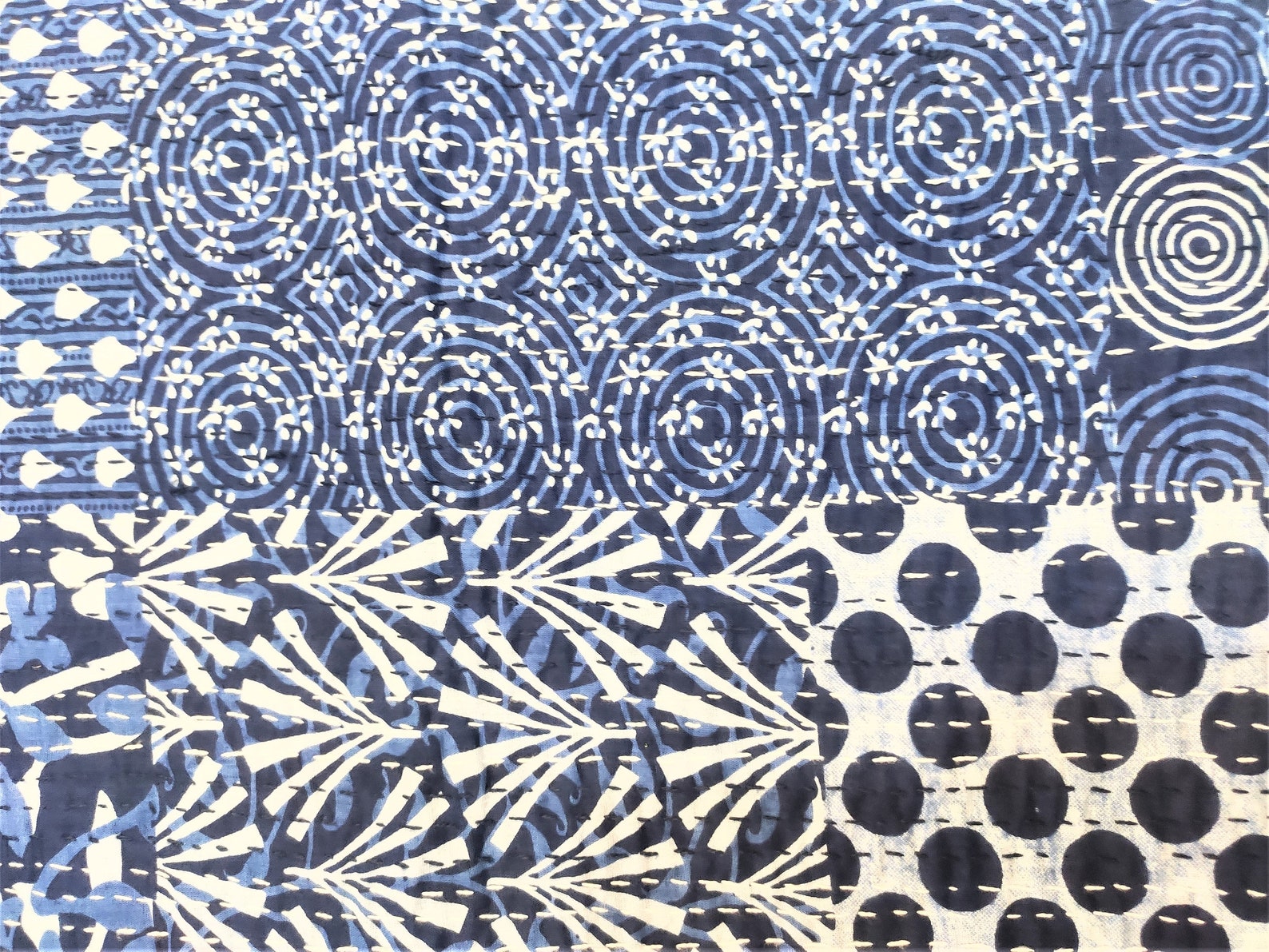Indigo Blue Kantha Patch Work Quilts Blanket and Throw - Etsy