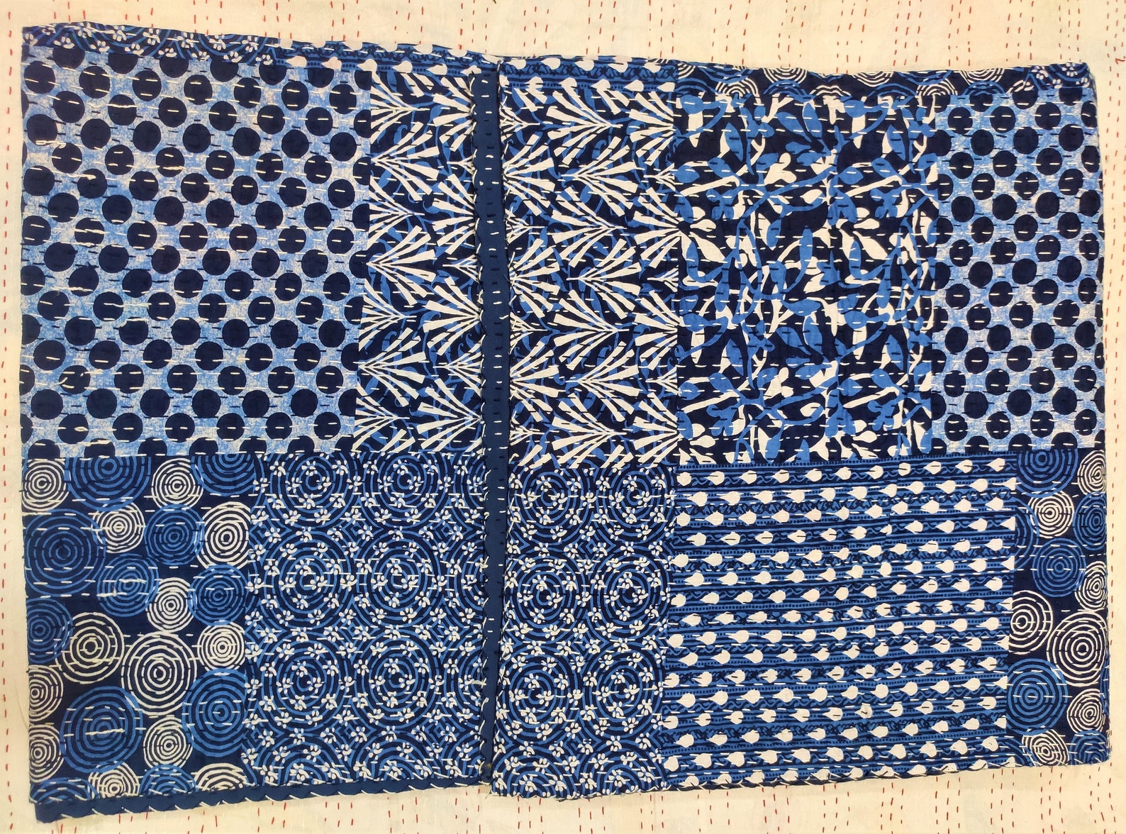Indigo Blue Kantha Patch Work Quilts Blanket and Throw - Etsy