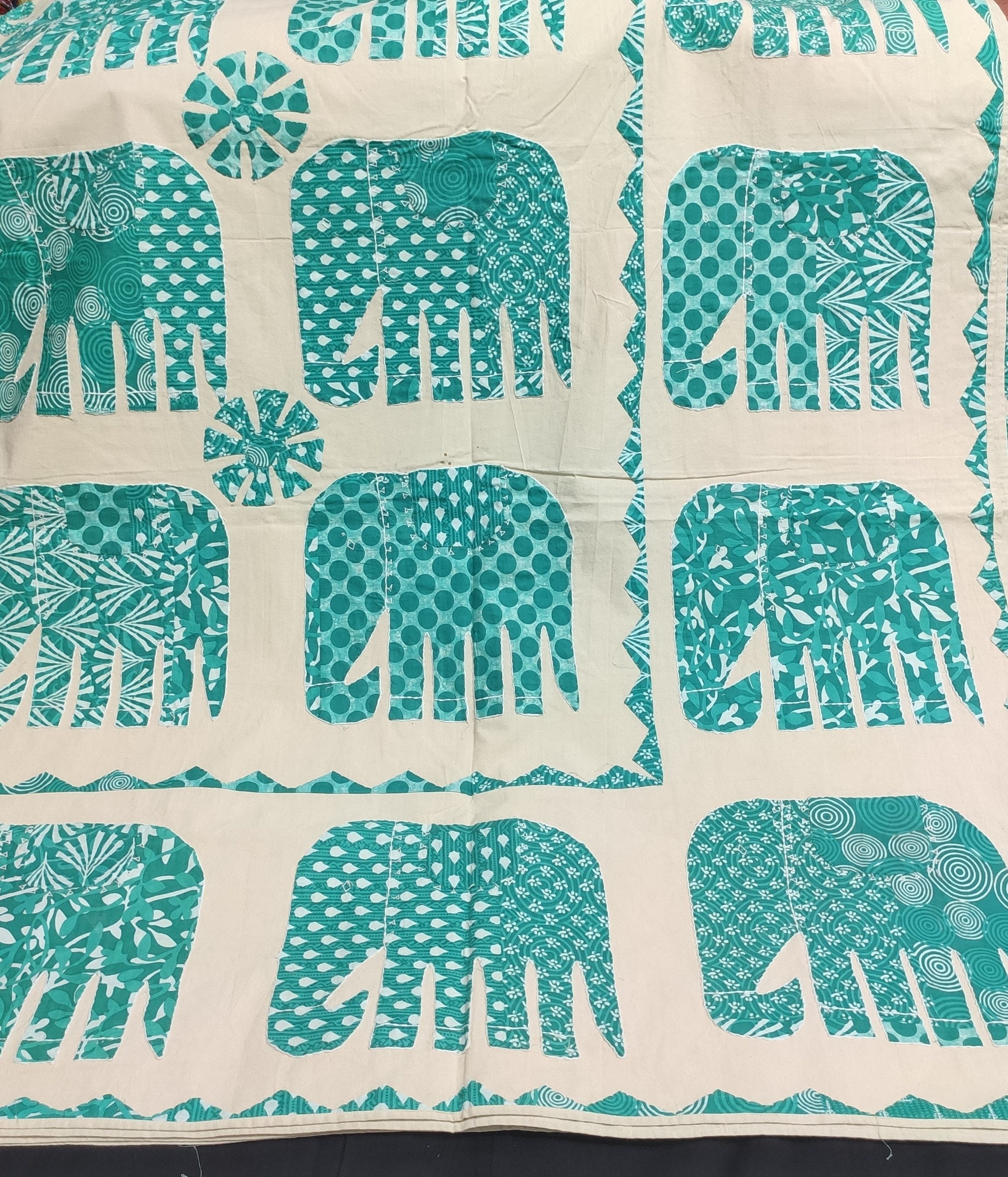Indian Elephant Patchwork Bedcover Cotton Throw Green Elephant - Etsy Indian Elephant Patchwork Bedcover Cotton Throw Green Elephant - Etsy