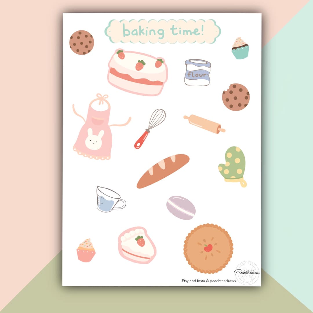 Süßes Backen Essentials Sticker Blatt | Bullet Journal, Backen Küche ...