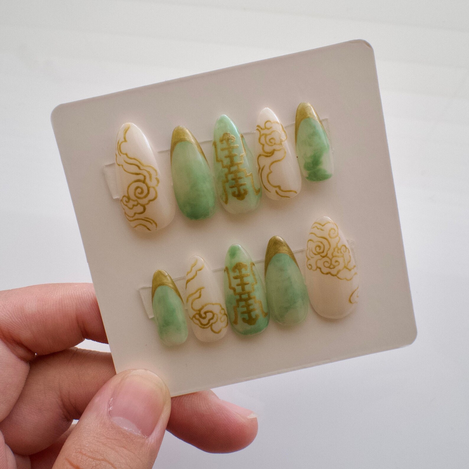 Jade Inspired Medium Almond Shaped Nails size M - Etsy