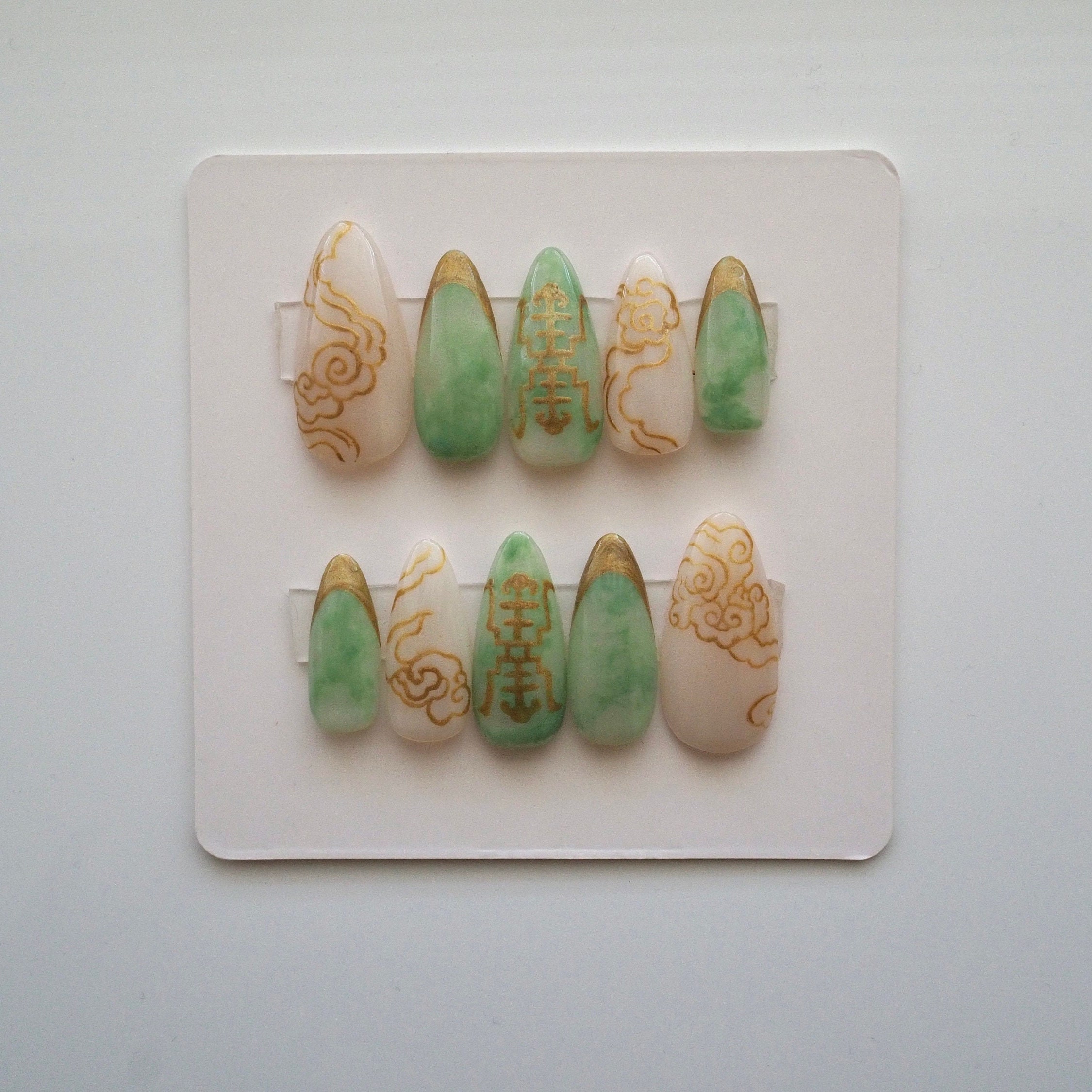 Jade Inspired Medium Almond Shaped Nails size M - Etsy