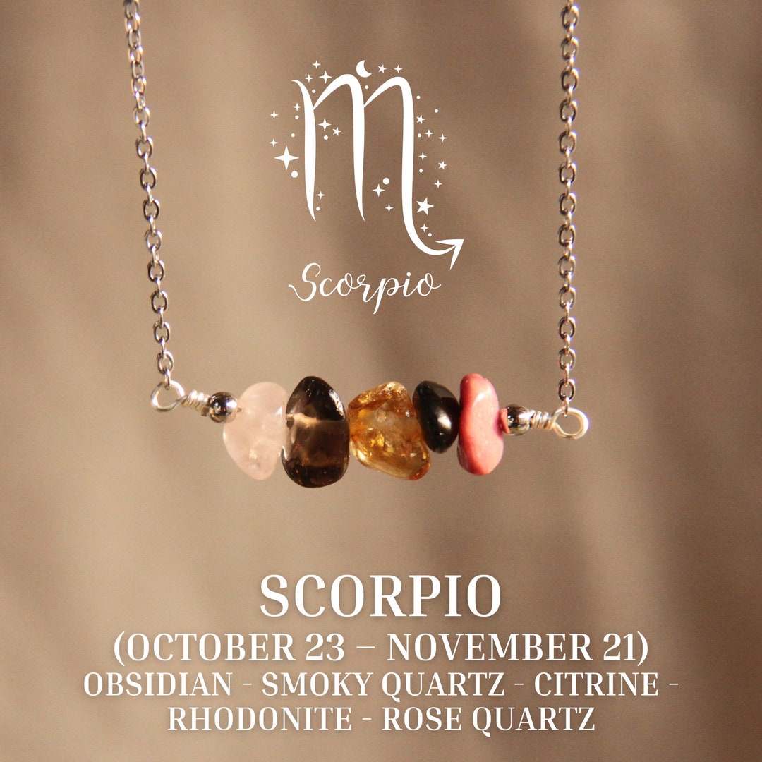 Scorpion Necklace Zodiac Sign Personalized Choker Raw Crystal - Etsy