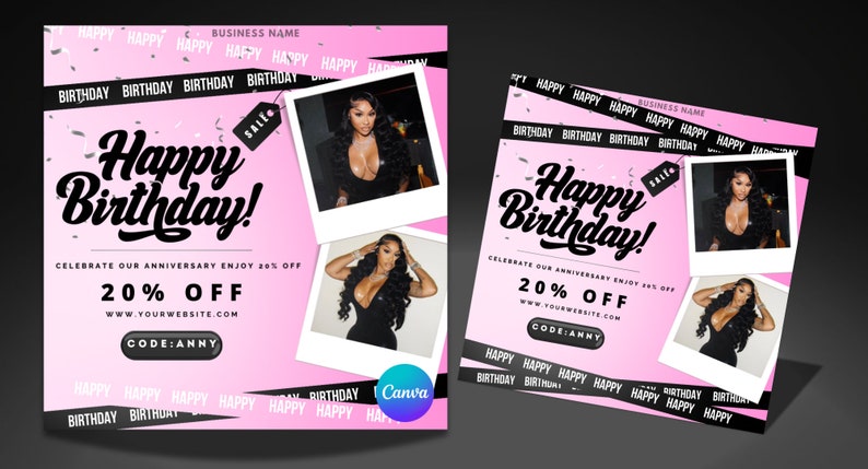 Diy HBD Sale Flyer Social Media Template Canva Editable - Etsy