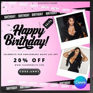 Diy HBD Sale Flyer Social Media Template Canva Editable - Etsy