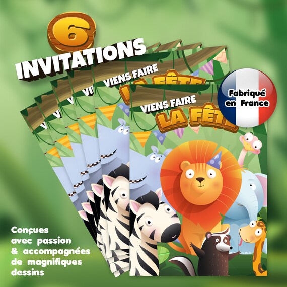 Set of 6 Birthday Invitation Cards in French 6 Envelopes - Etsy