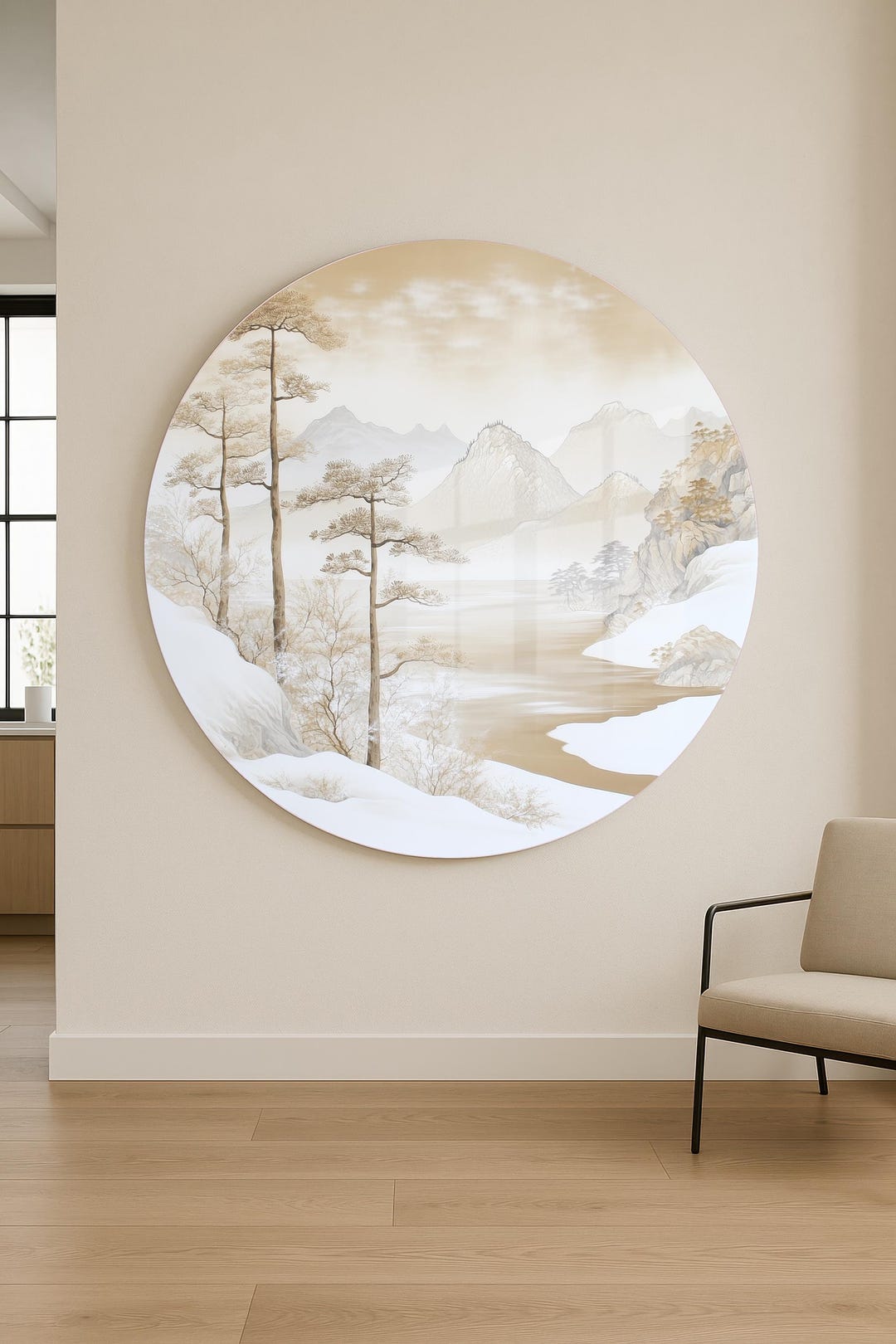 Japandi Wall Art | Round Tempered Glass Wall Art, Wall Decor Home Decor ...