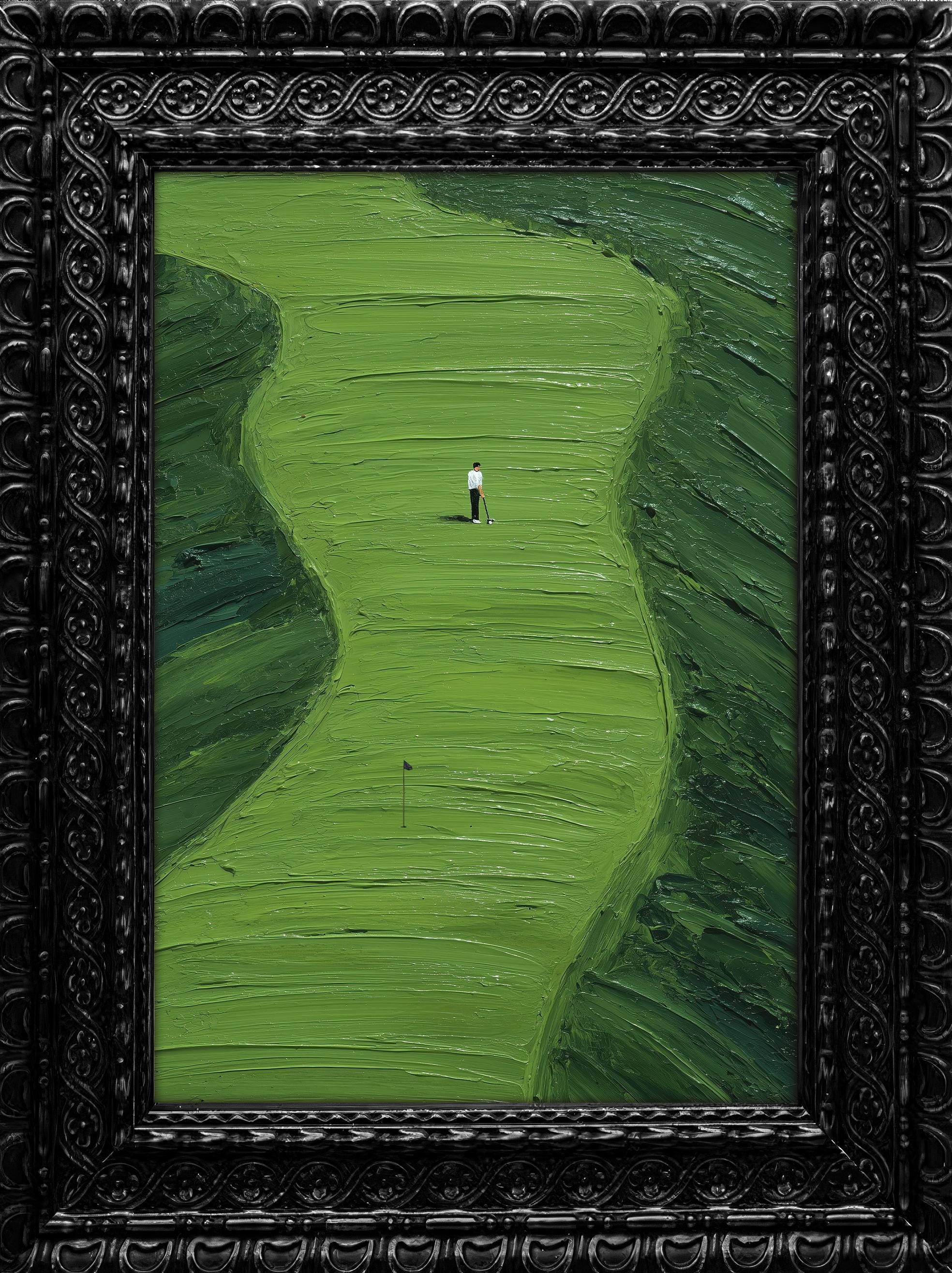 Golf Wall Art : Minimalist Green Oil Abstract Painting | Modern Sports ...