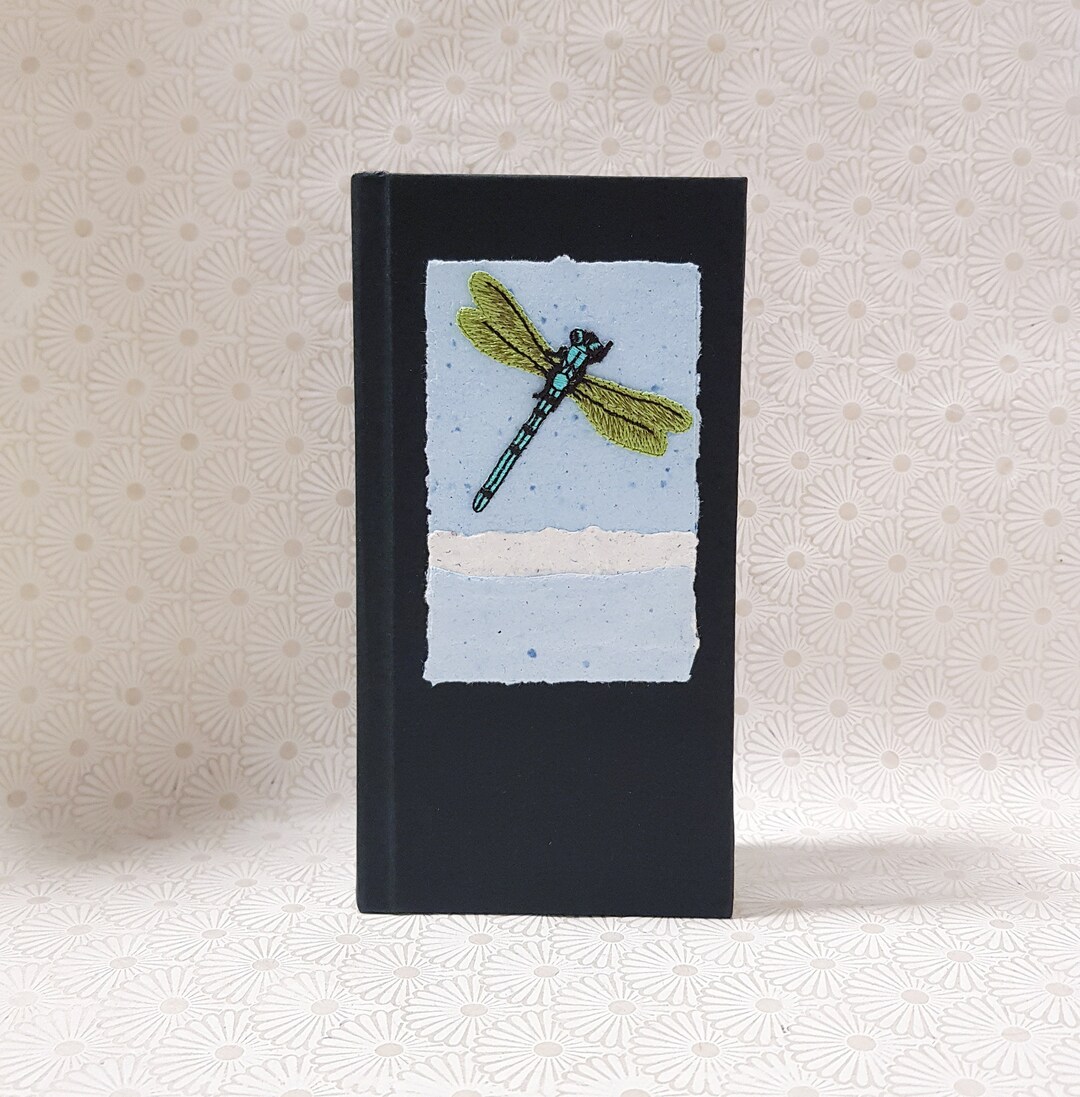 Dragonfly Journal With Hand Painted Blue and Green Stripes - Etsy