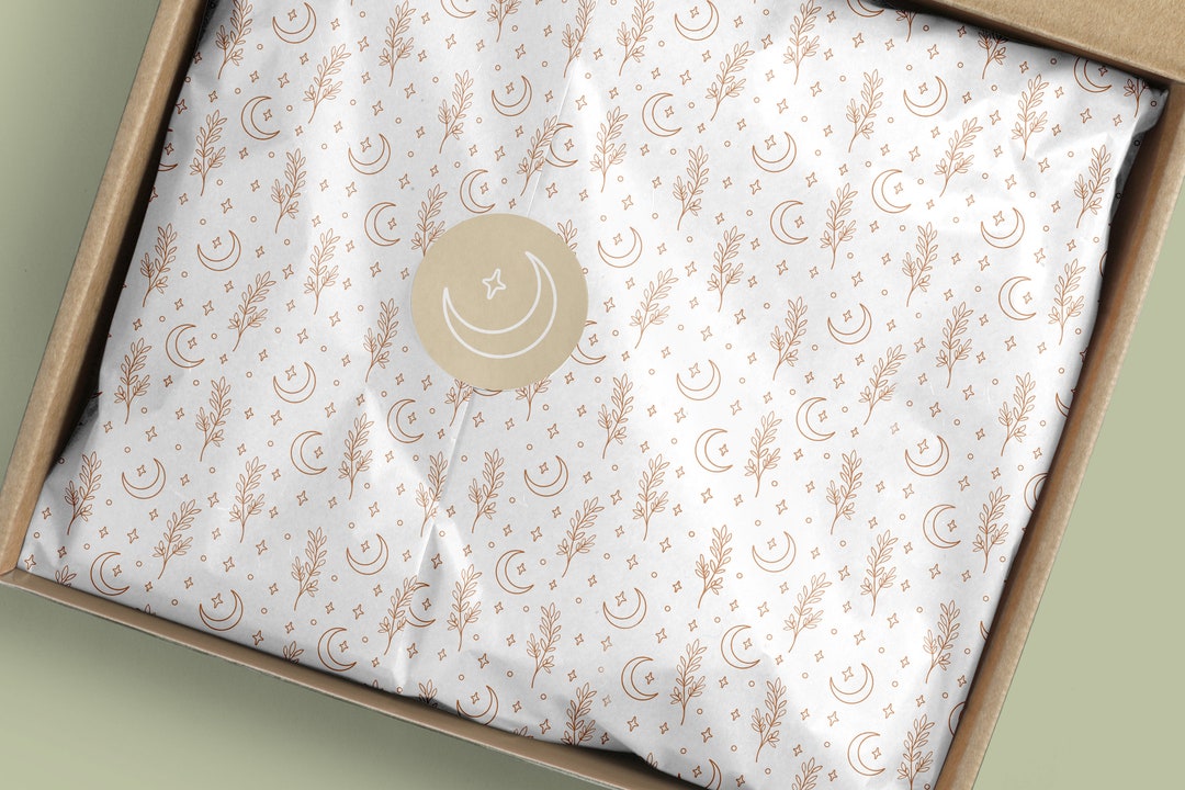 Boho Tissue Paper Design With Moon and Stars Pattern-printable Floral ...