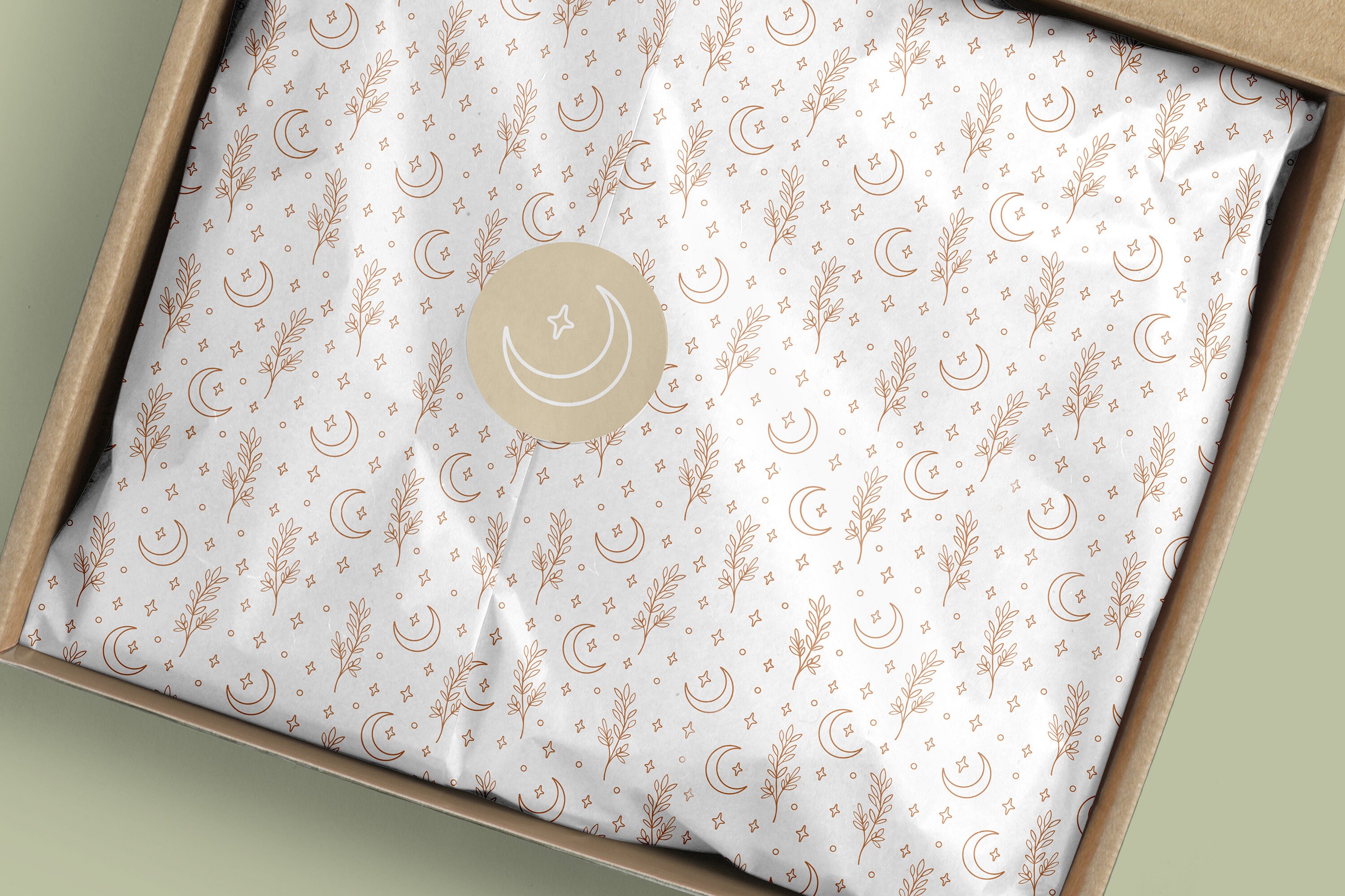 Boho Tissue Paper Design With Moon and Stars Pattern-printable Floral ...