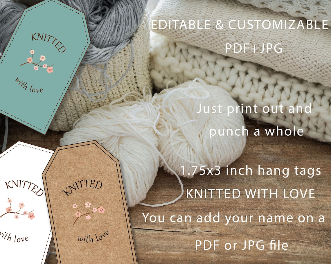 Custom Knitting Hang Tags for Handmade Items-knit With Love Labels ...