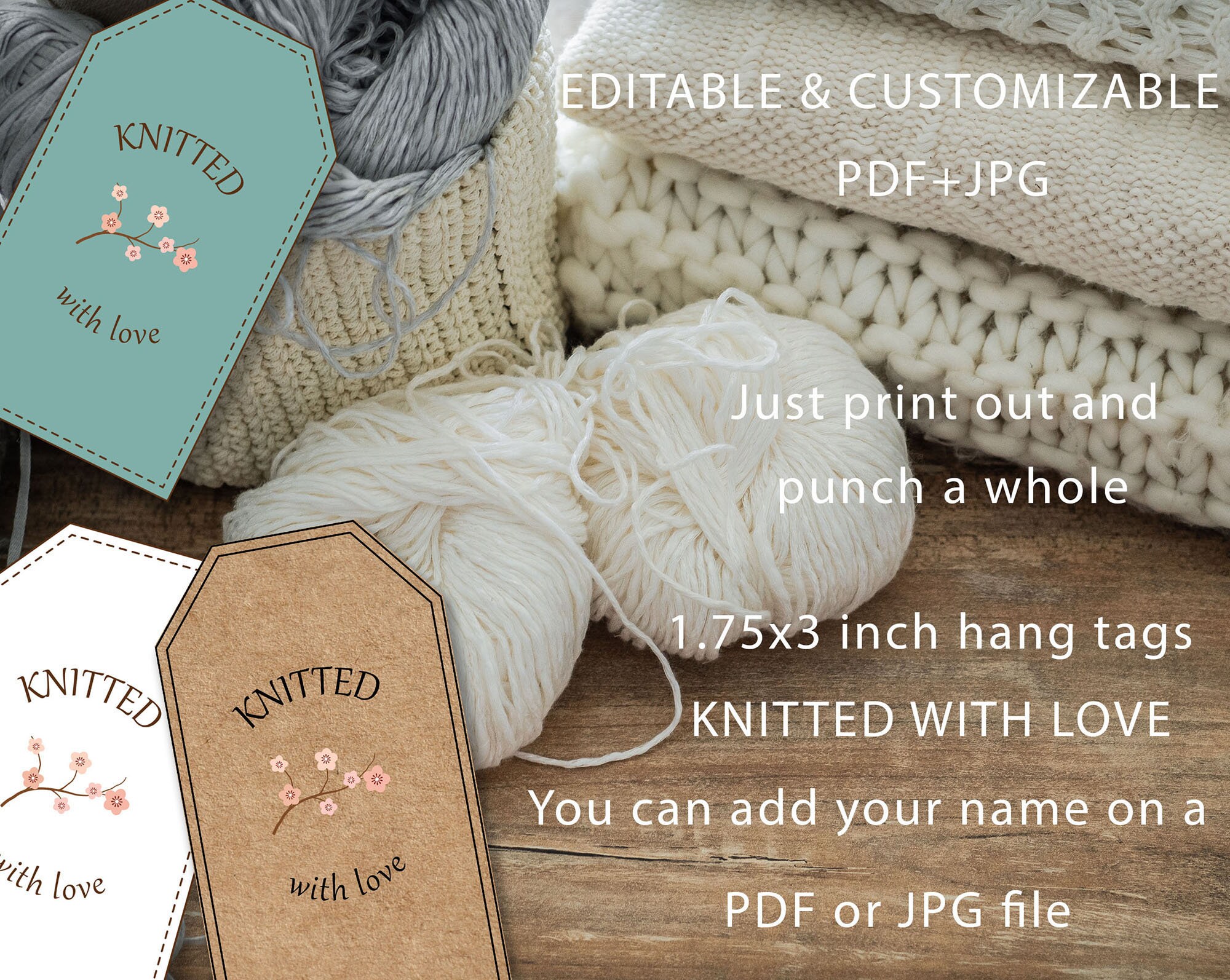 Custom Knitting Hang Tags for Handmade Items-knit With Love Labels ...