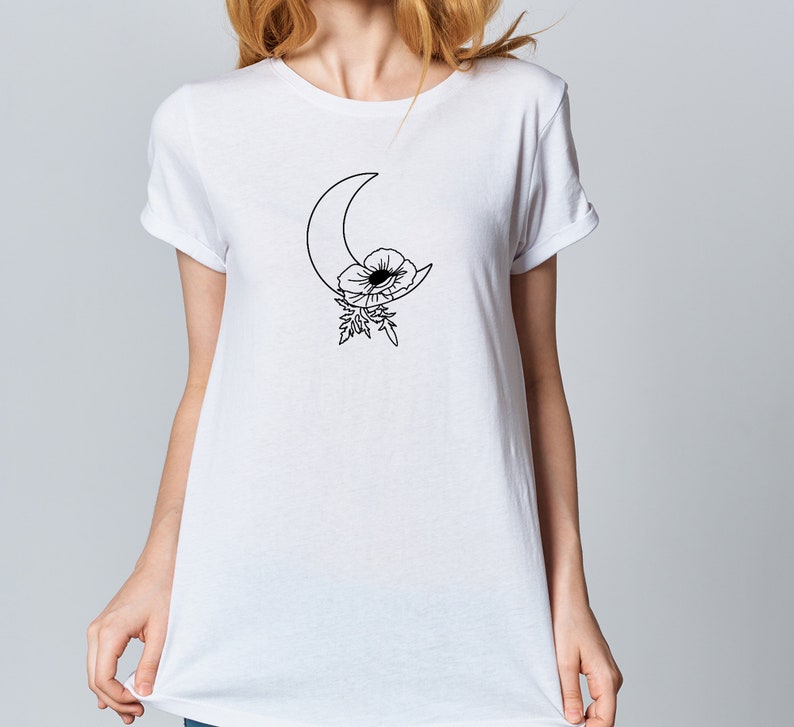 Poppy Svg-floral Moon Svg-summer Svg Files for Cricut-crescent Moon ...