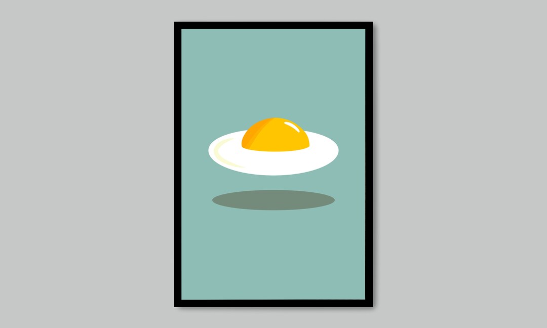Fried Egg Poster in Retro Style-vintage Midcentury Food Pop Art Print ...