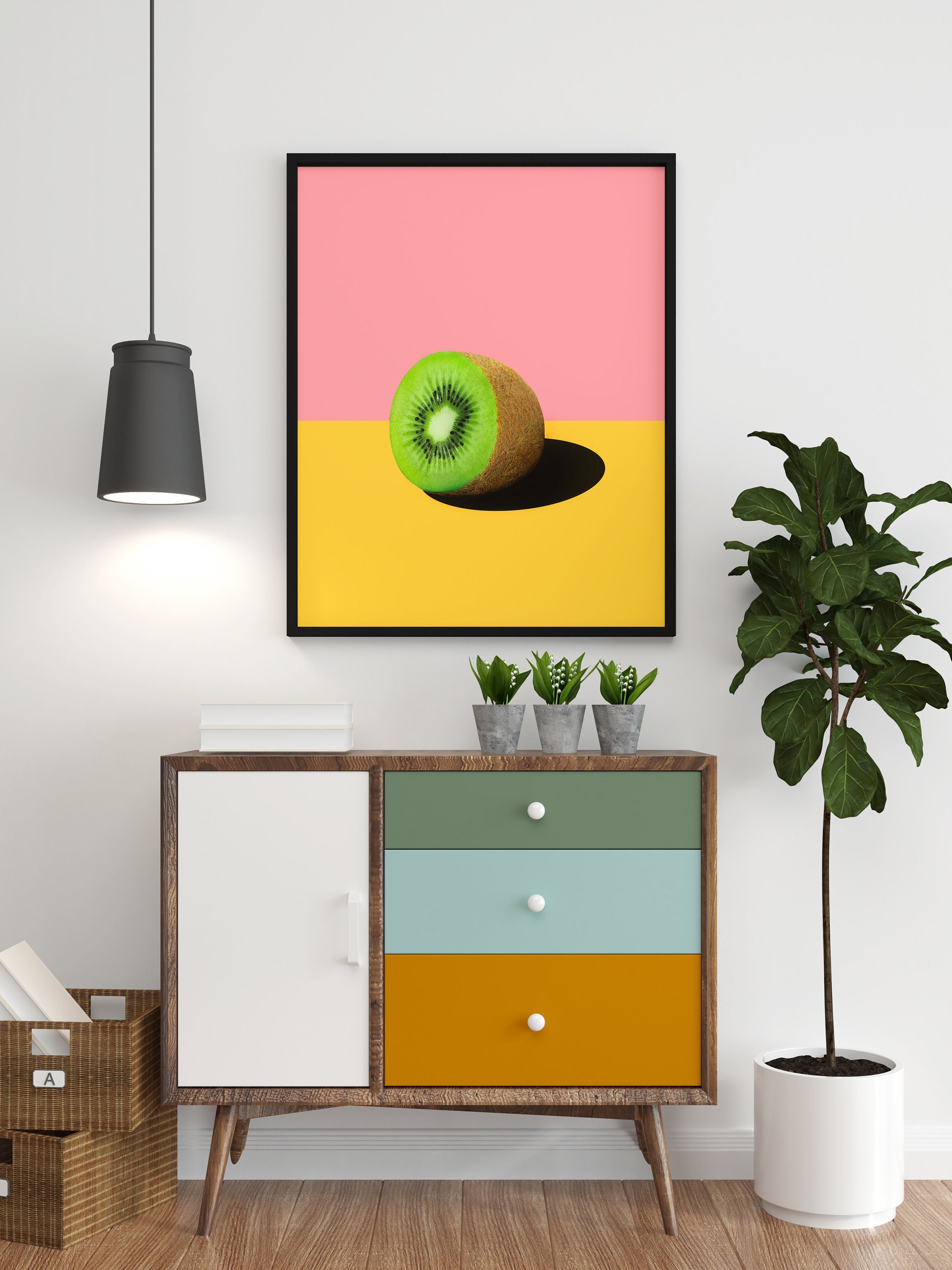 Kiwi Wall Art in Pop Art Style-colorful Kiwi Print-retro Fruit Poster ...
