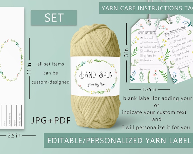 PRINTABLE Yarn Wrap Label Templates - Downloadable PDF. DIY Labels for ...
