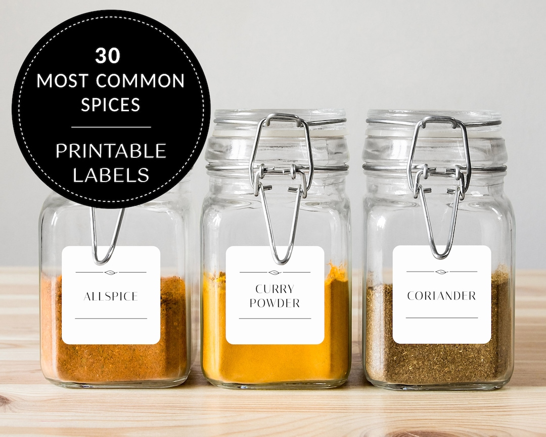 Modern Spice Labels Square Form for Small Jars -printable Seasoning ...
