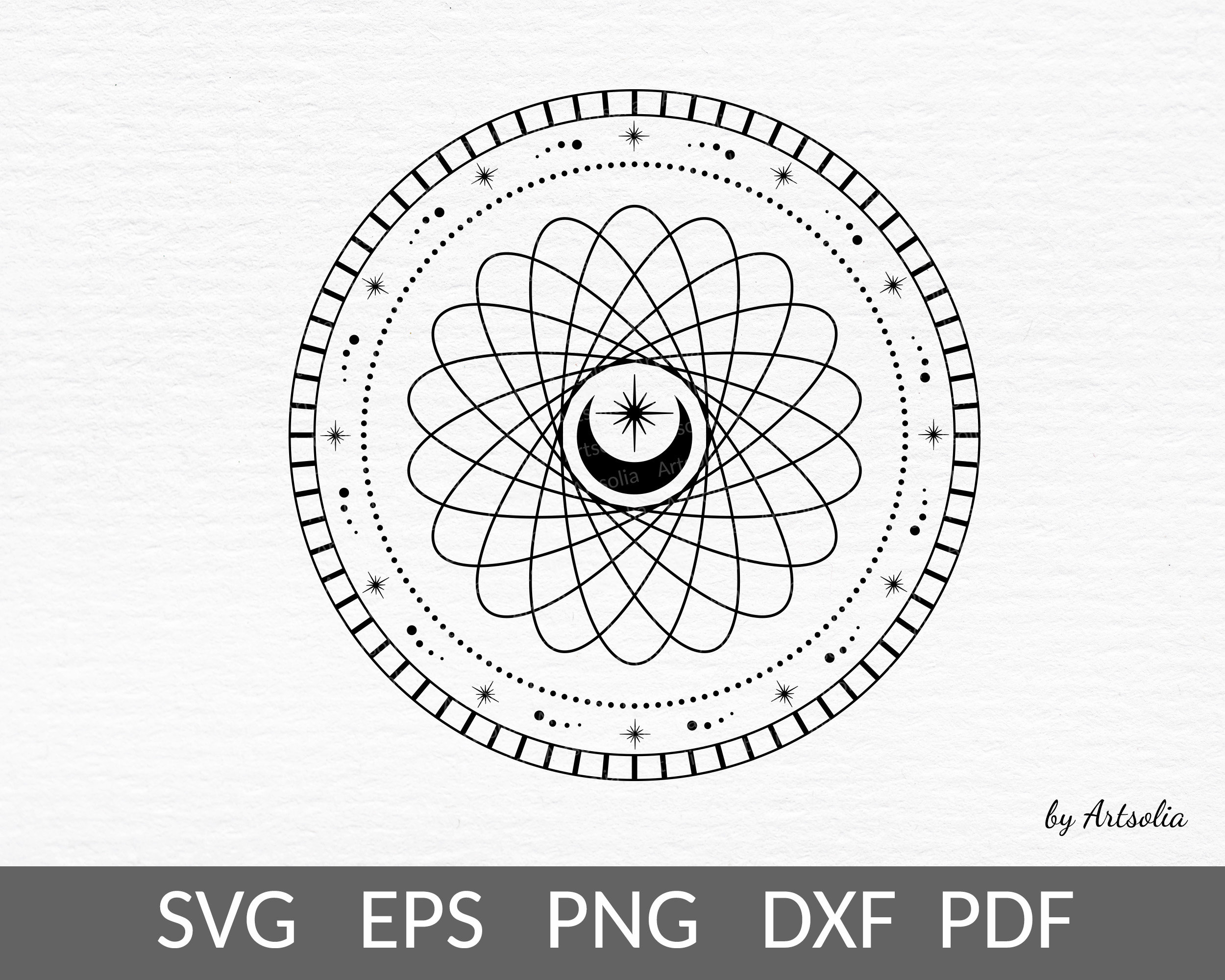 Moon Svg-sun Moon Svg With Torus-sacred Geometry-lunar Witch - Etsy