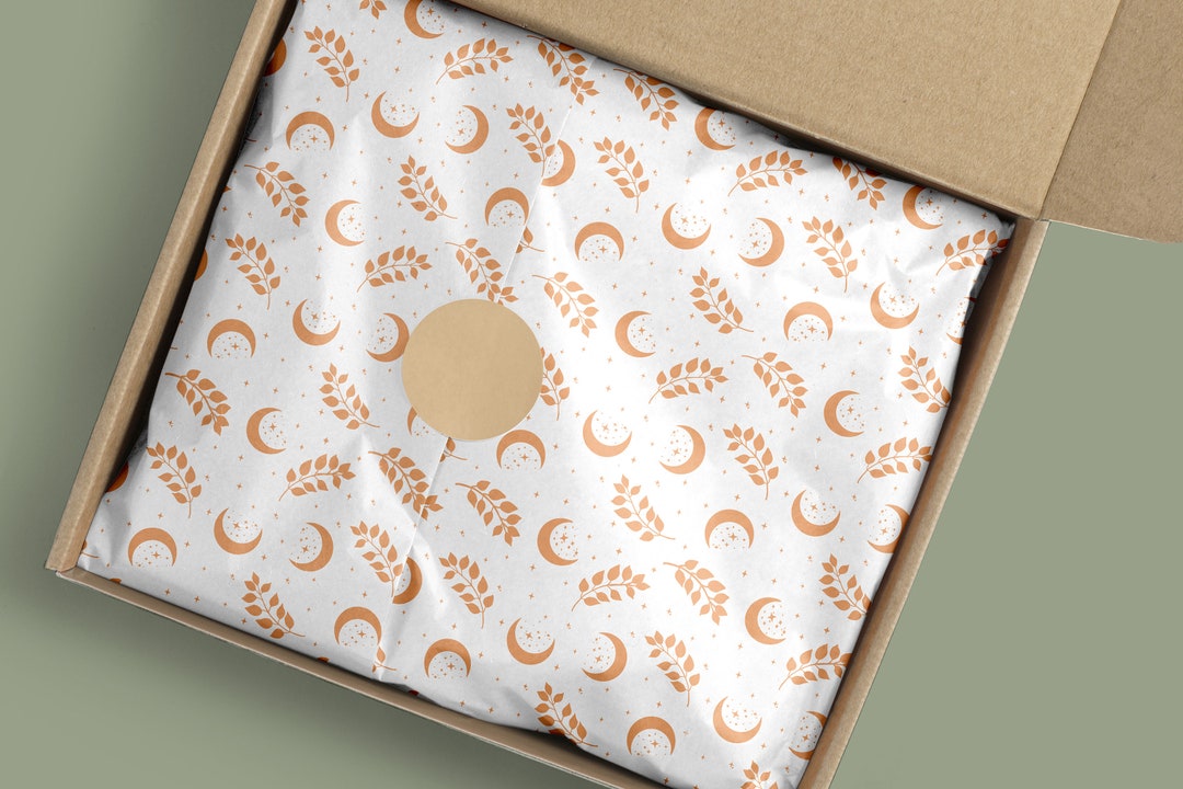 Boho Tissue Paper Design With Moon Stars Branch Pattern-printable ...
