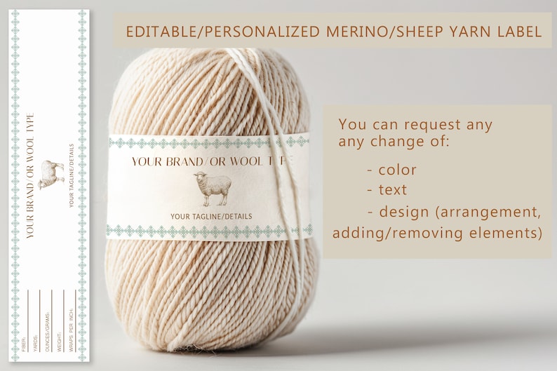 Merino Sheep Wool Editable Label-custom Sheep Wool Wrap Around Label ...