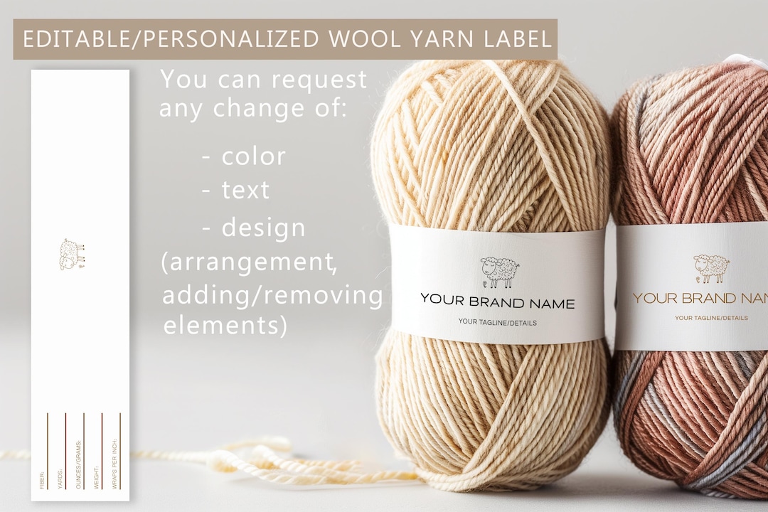 Wool Yarn Editable Label-custom Sheep Wool Wrap Around Label-hand Spun ...