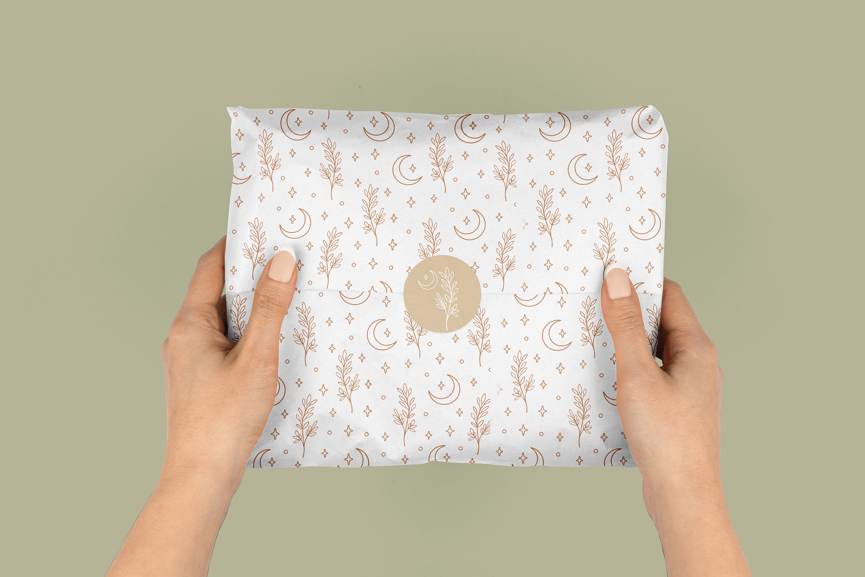 Boho Tissue Paper Design With Moon and Stars Pattern-printable Floral ...