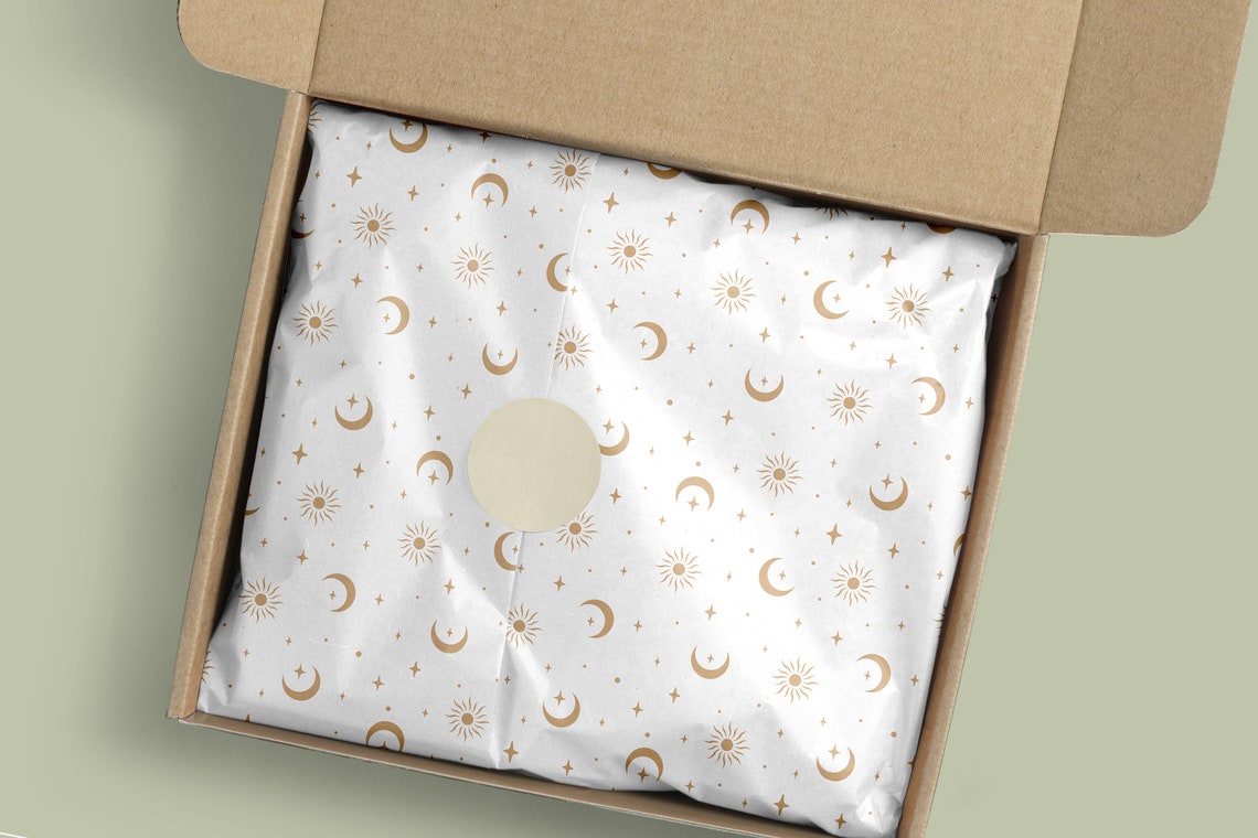 Boho Tissue Paper Design With Sun Moon and Stars Pattern-printable ...