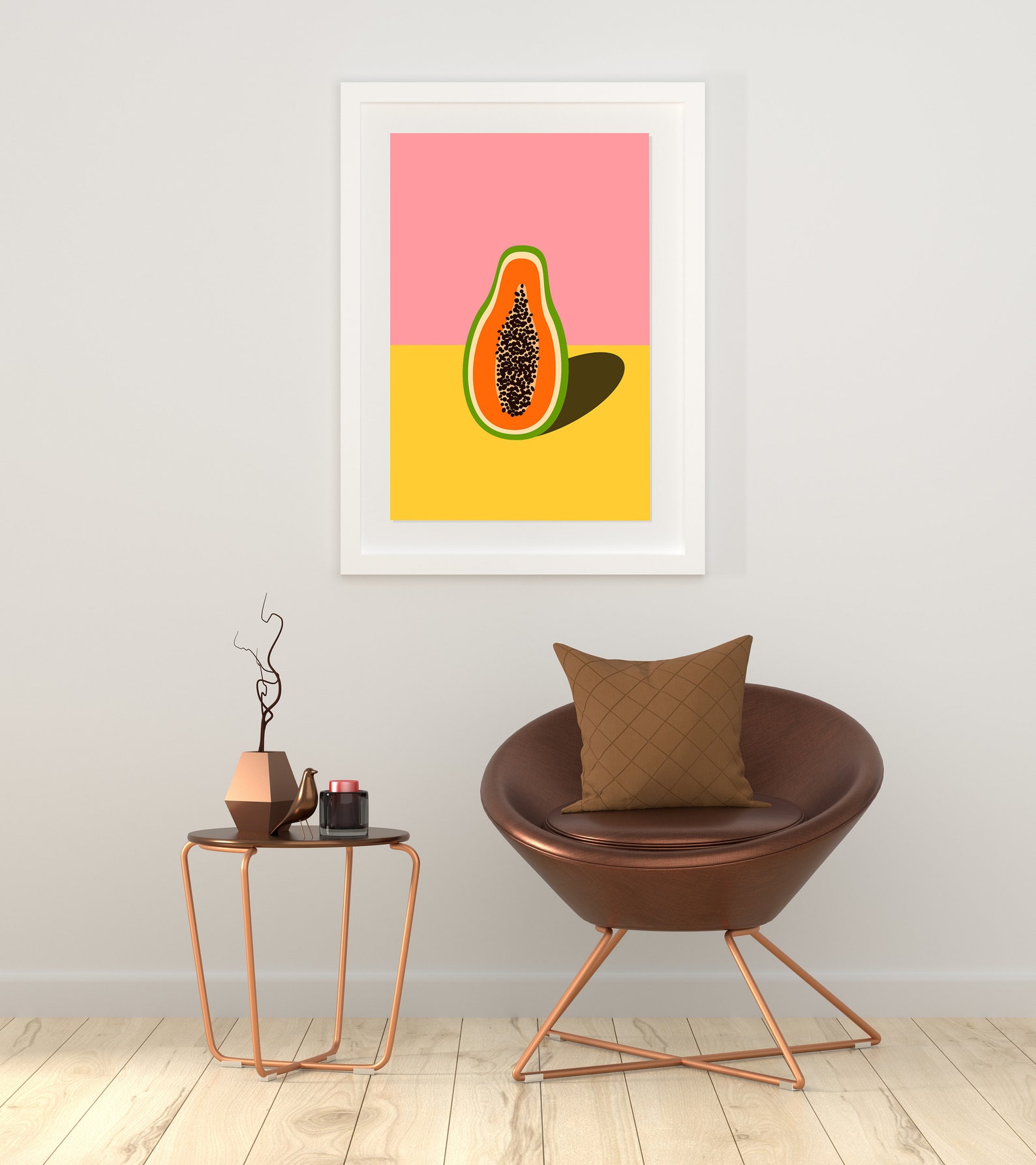 Pop Art Poster, Papaya Pop Art Print, Tropical Fruits Wall Art ...