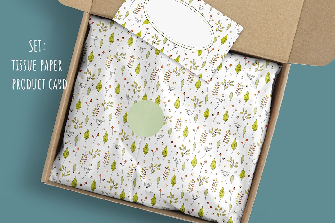 Tissue Paper Design and Product Card Template Set-botanical Wrapping ...