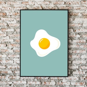 Fried Egg Kitchen Art Print, Vintage Midcentury Retro Food Poster ...