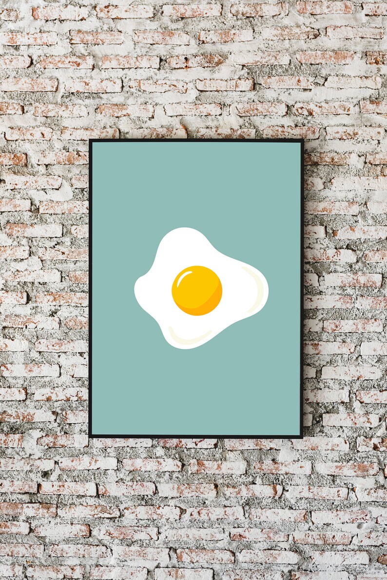 Fried Egg Kitchen Art Print, Vintage Midcentury Retro Food Poster ...