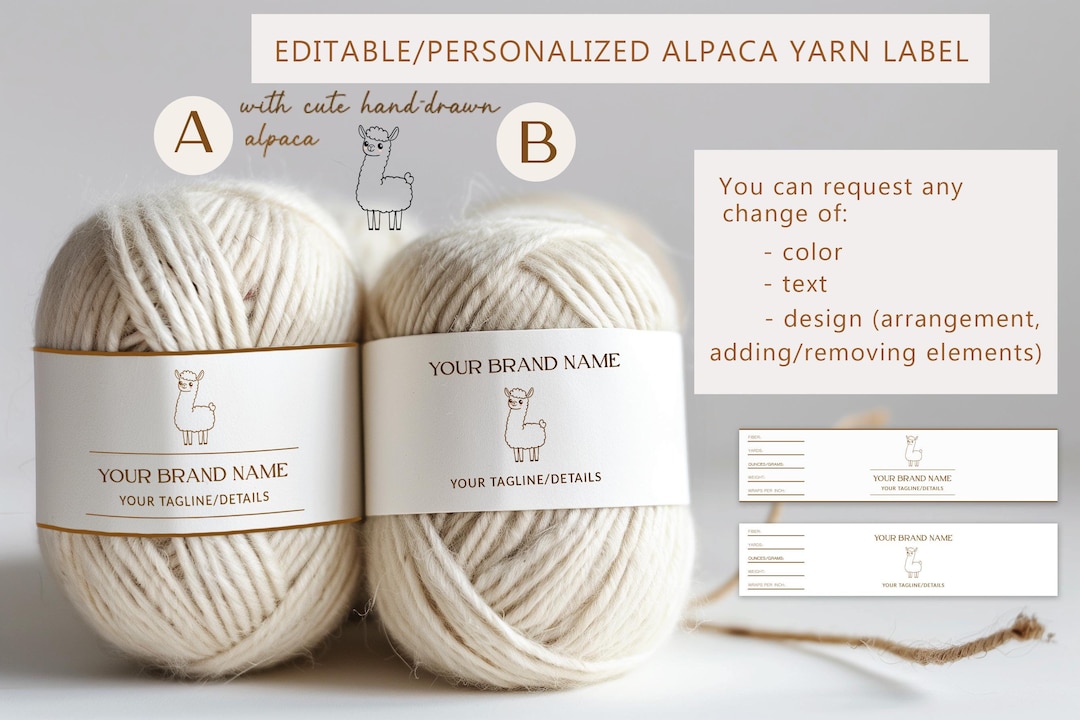 Cute Alpaca Wool Editable Label-custom Alpaca Wool Wrap Around Label ...