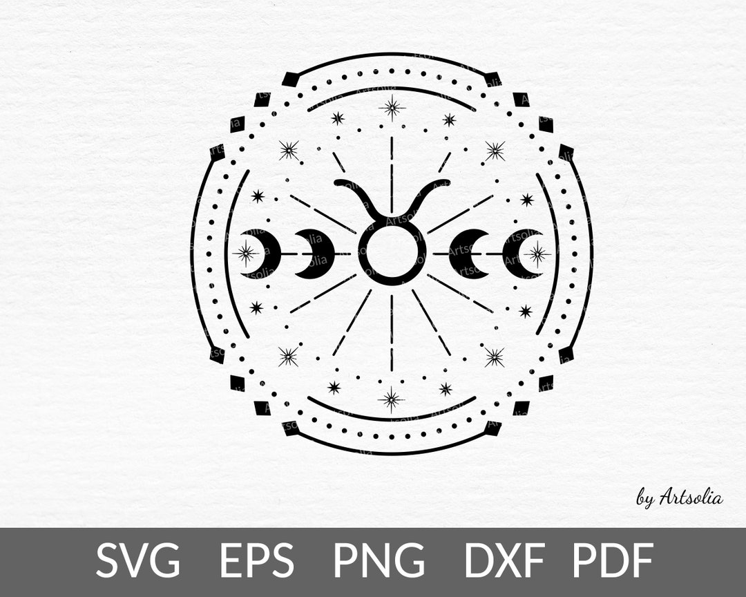 Taurus Symbol Svg-astrology Wheel Svg-sacred Geometry Aesthetic-taurus ...