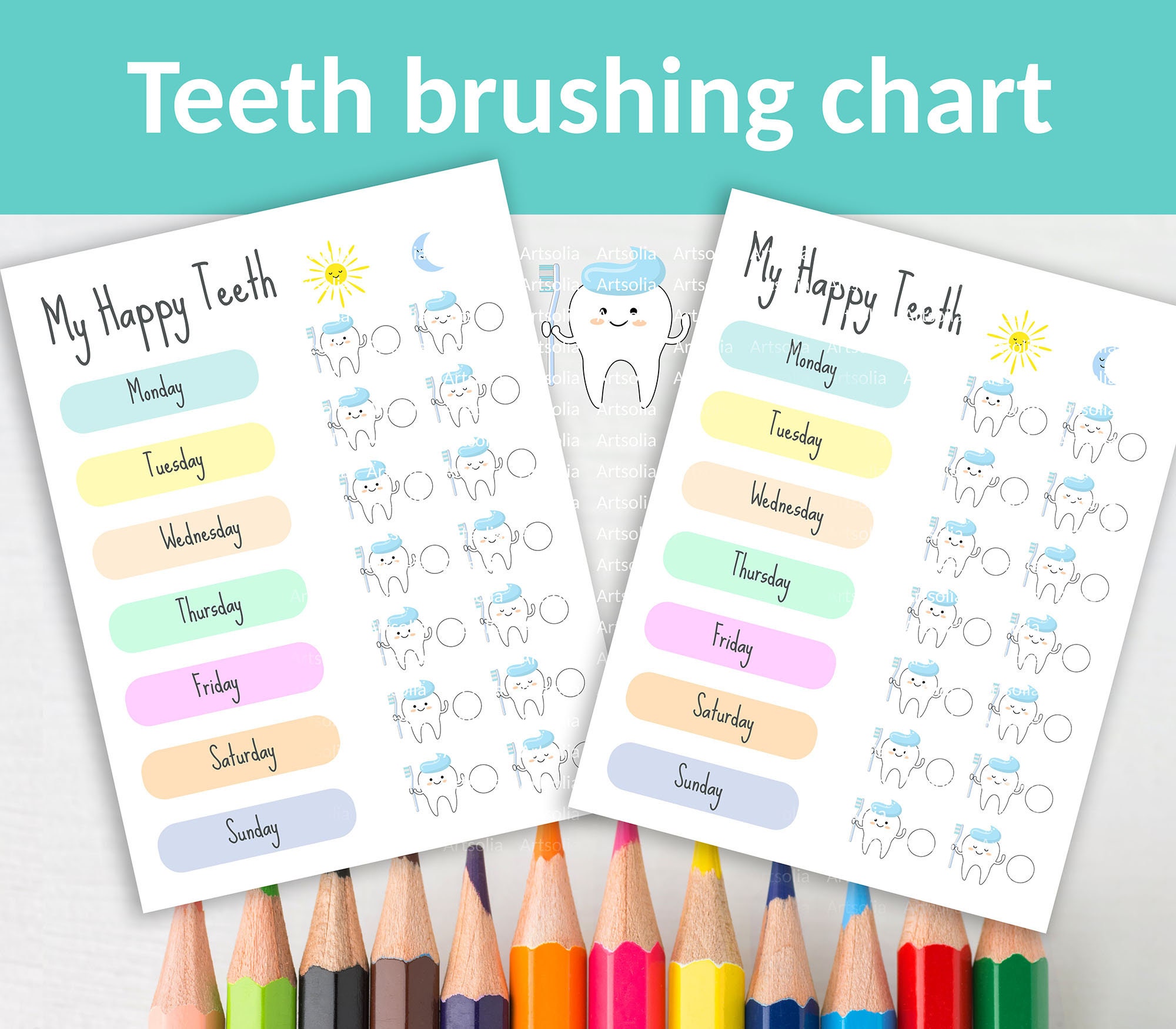 Kids Reward Chart-teeth Brushing Chore Chart-printable Tooth - Etsy