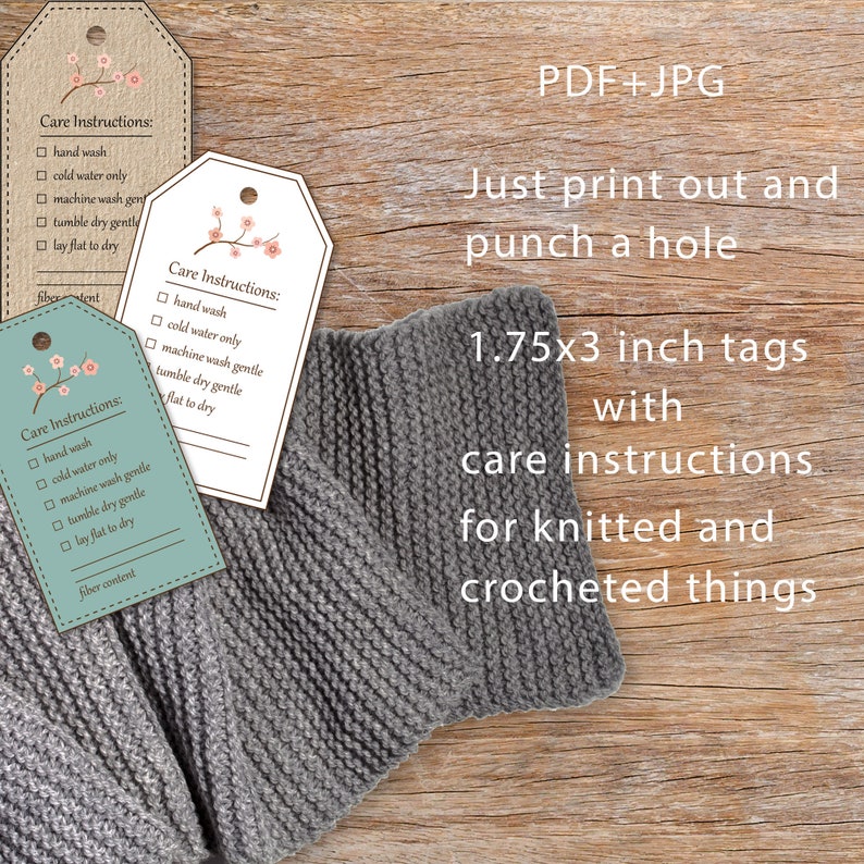 Care Instructions Tags for Handmade Knit Crochet Items-washing ...