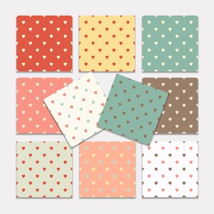 Seamless Hearts Pattern Digital Paper, Vintage Heart Pattern, Pastel ...