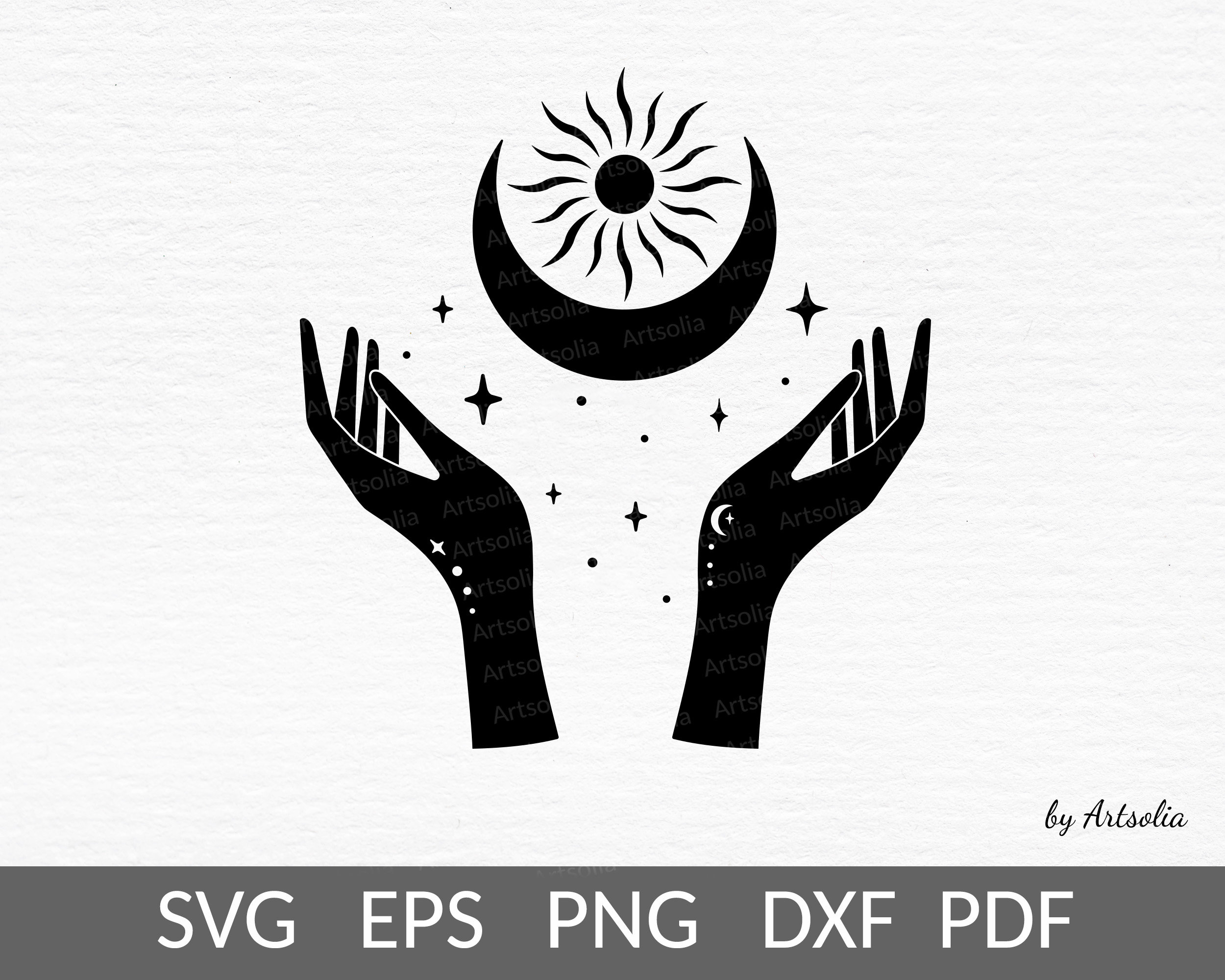 Witch Hands Svg-celestial Sun Moon Stars Svg-mystical Magical - Etsy