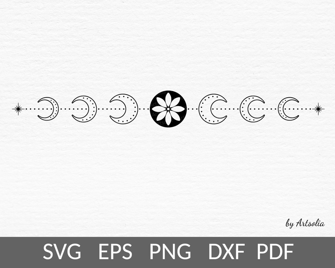 Moon phases svg-Floral crescent moon-Lunar witch | Etsy