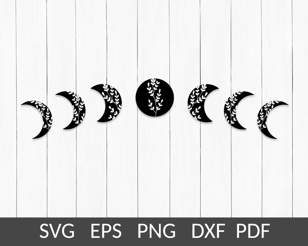 Moon Phase Svg-full Crescent Moon Phases Svg-floral Summer Svg for ...