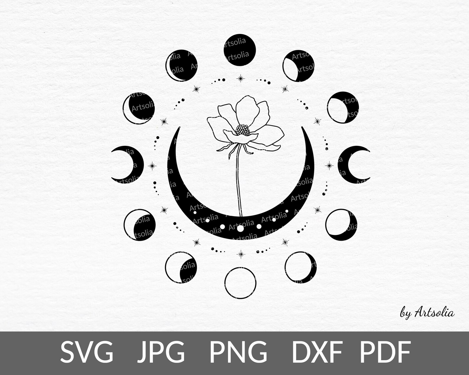 Mondphasen svg-Floraler Mond svg-Celestial svg für Yoga Shirt ...